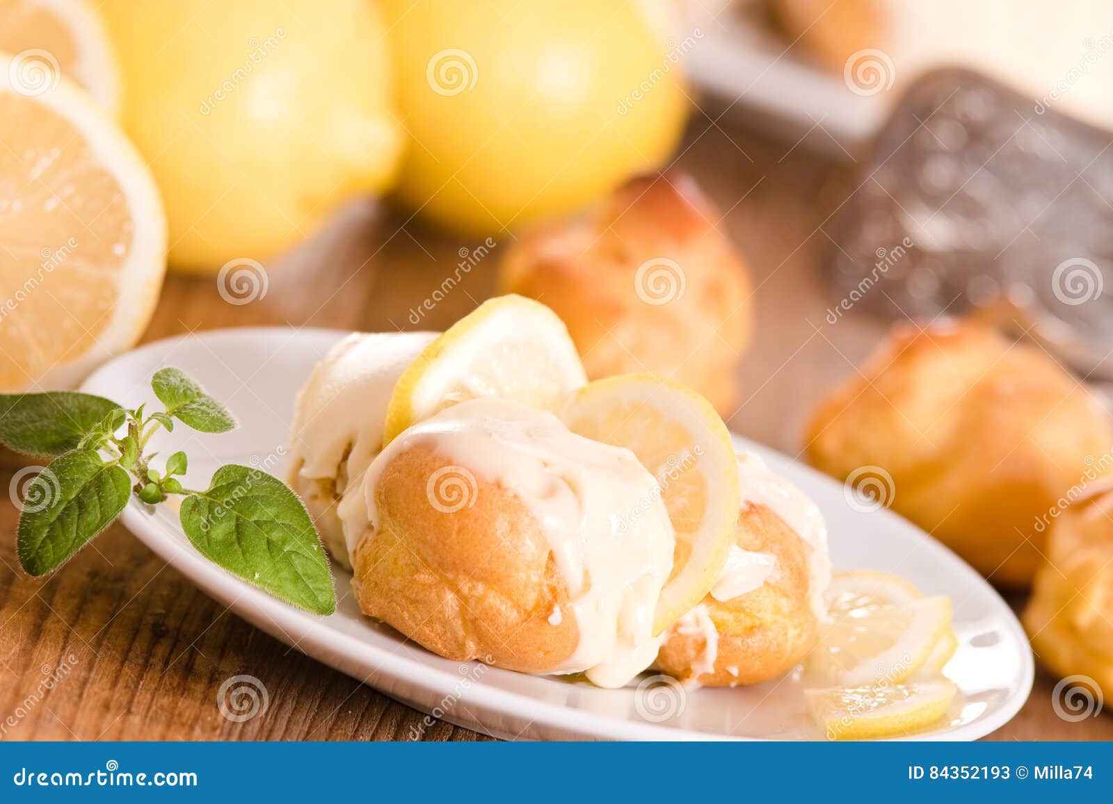 Lemon Profiteroles. stock image. Image of cream, delicious - 84352193