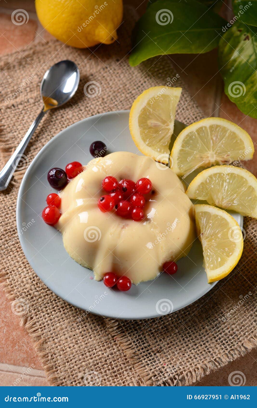 Lemon Pudding with Currants Stock Image - Image of vegetarian, homemade ...