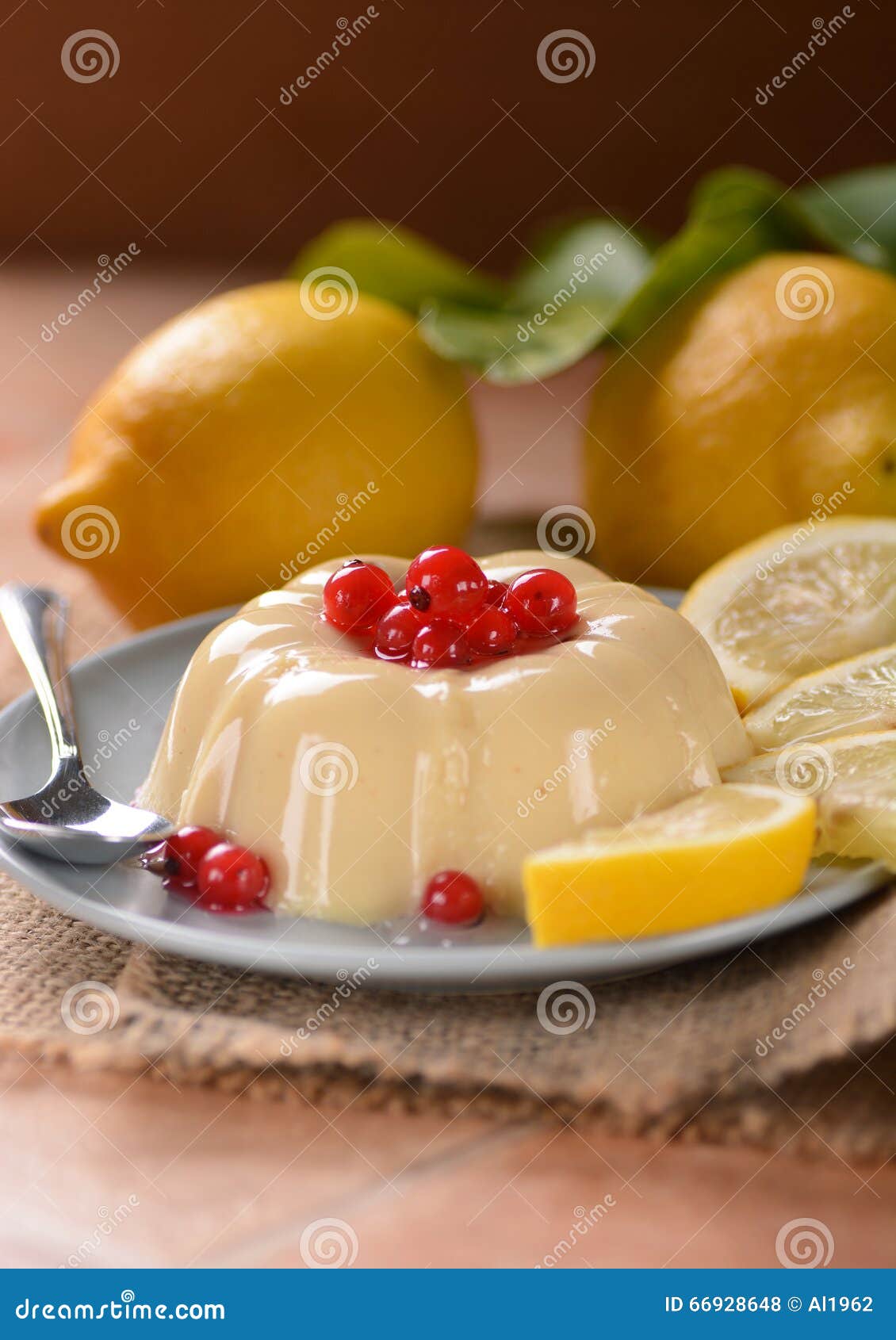 Lemon Pudding with Currants Stock Photo - Image of vegetarian, cream ...