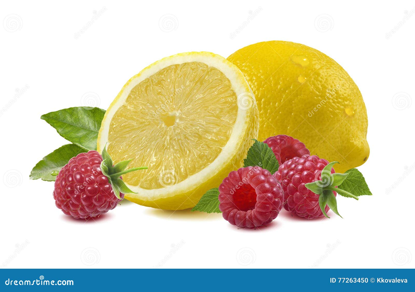 Lemon Raspberry on White - Horizontal Composition Stock Photo - Image ...