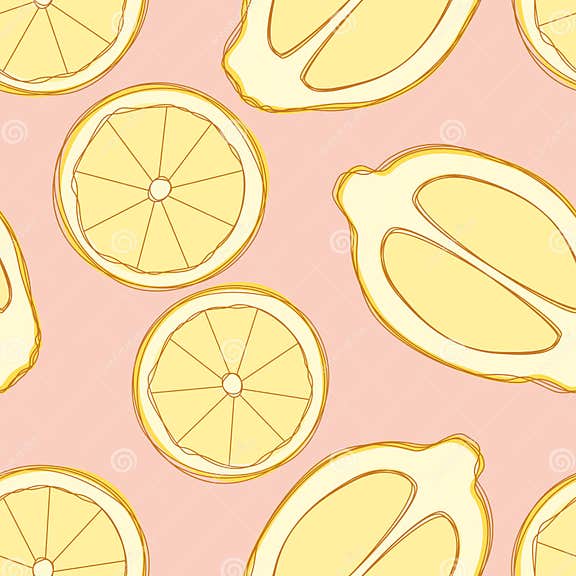 Lemon Repeat Pattern Design. Hand-drawn Background Stock Vector ...