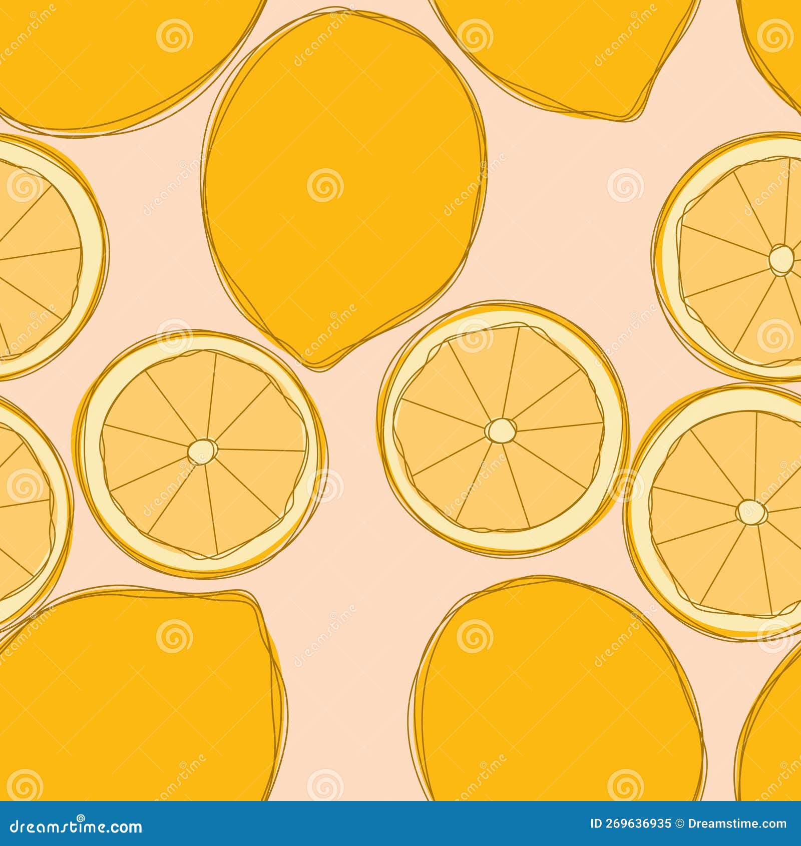 Lemon Repeat Pattern Design. Hand-drawn Background Stock Vector ...