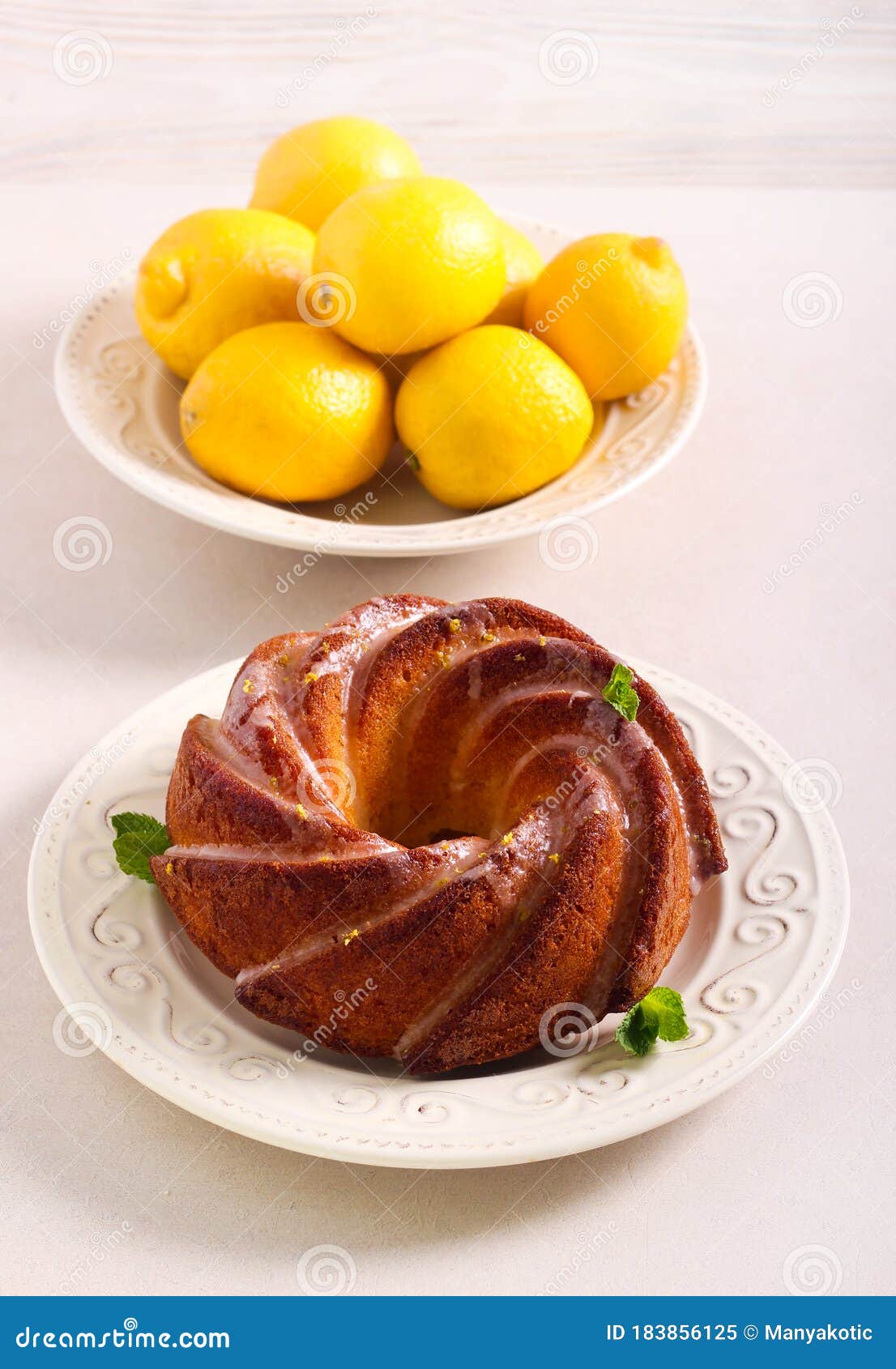 Lemon Ring Cake with Glaze, Served Stock Image - Image of food ...