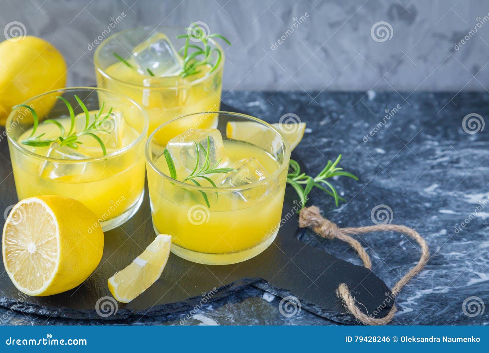Lemon and Rosemary Cocktails Stock Photo - Image of beverage ...