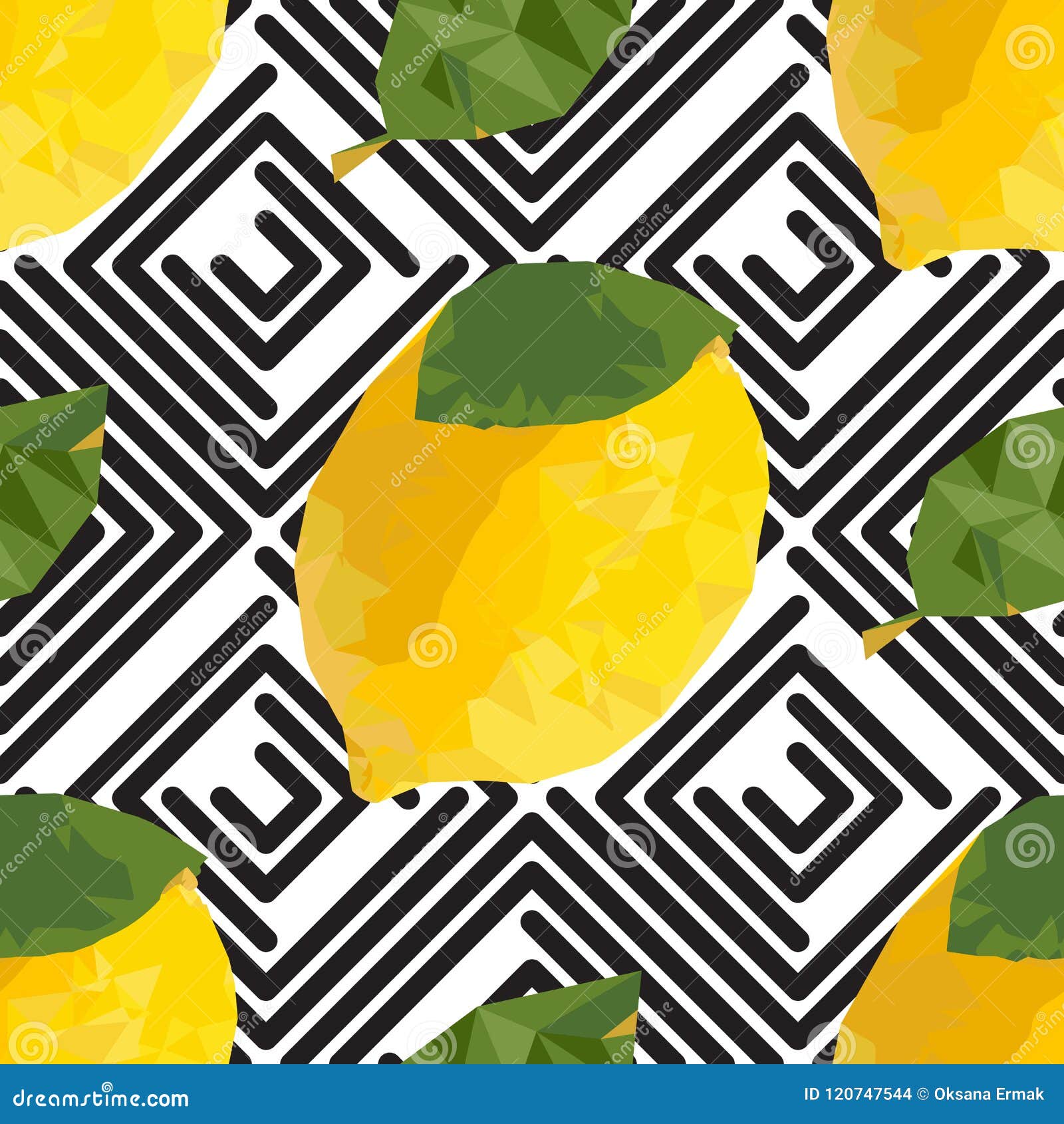 Lemon Seamless Pattern stock illustration. Illustration of fabric ...