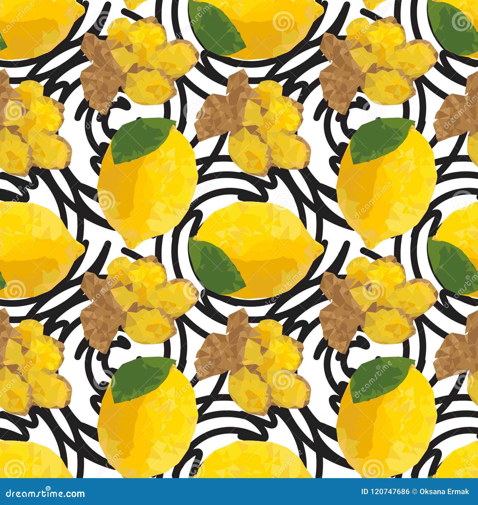 Lemon Seamless Pattern stock illustration. Illustration of food - 120747686
