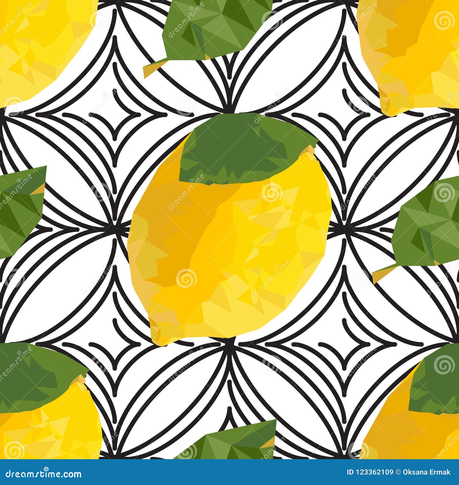 Lemon Seamless Pattern stock vector. Illustration of fabric - 123362109