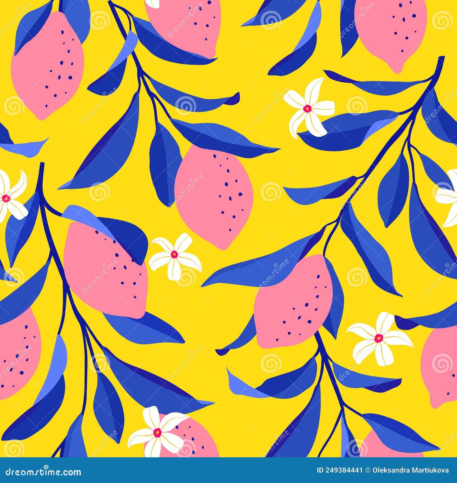 Lemon Seamless Pattern. Trendy Summer Background Stock Vector ...