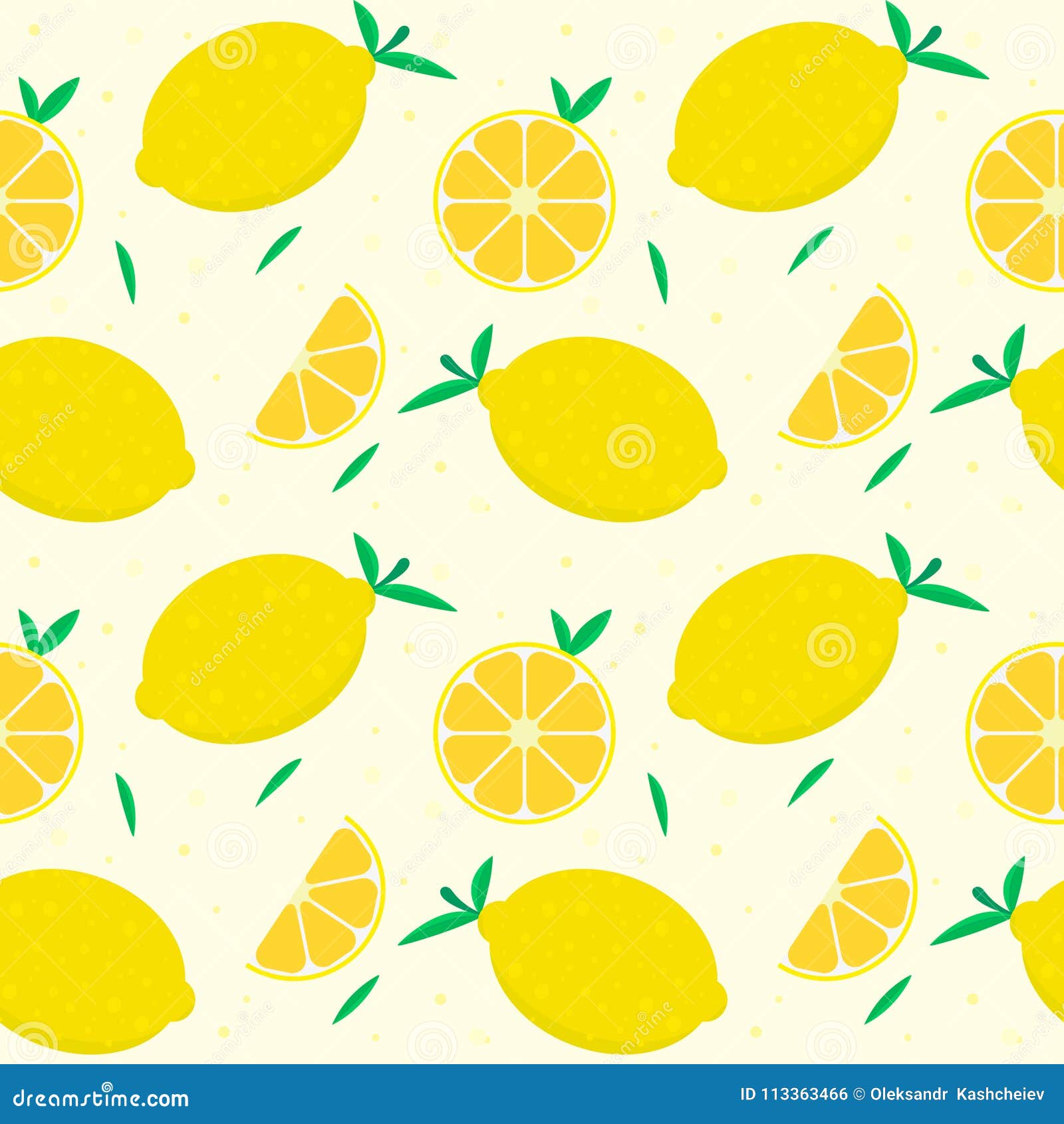 Lemon Seamless Pattern Vector Illustration. Summer Design Stock ...