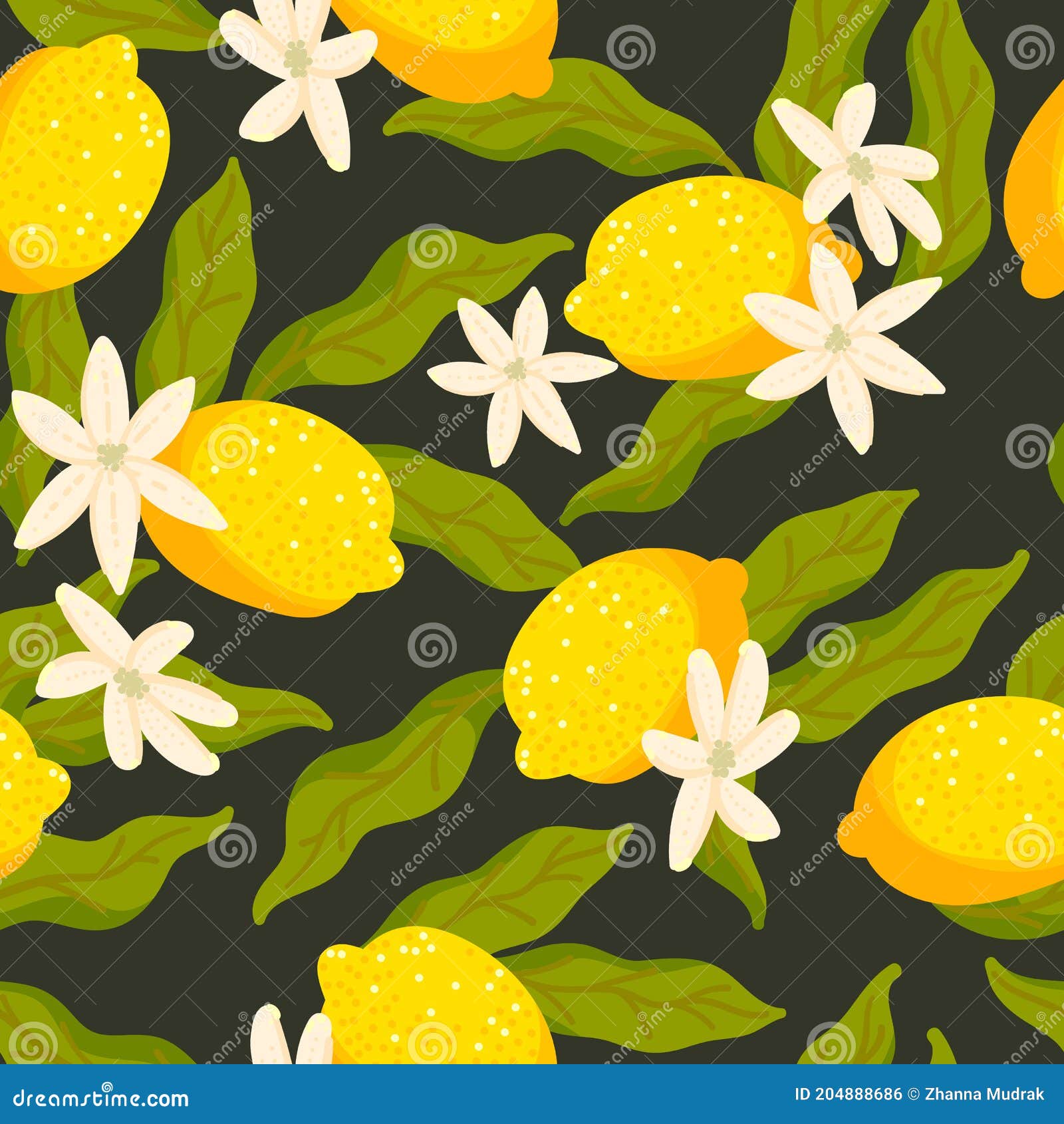 Lemon Seamless Pattern Vector Illustration. Summer Design Repeated ...