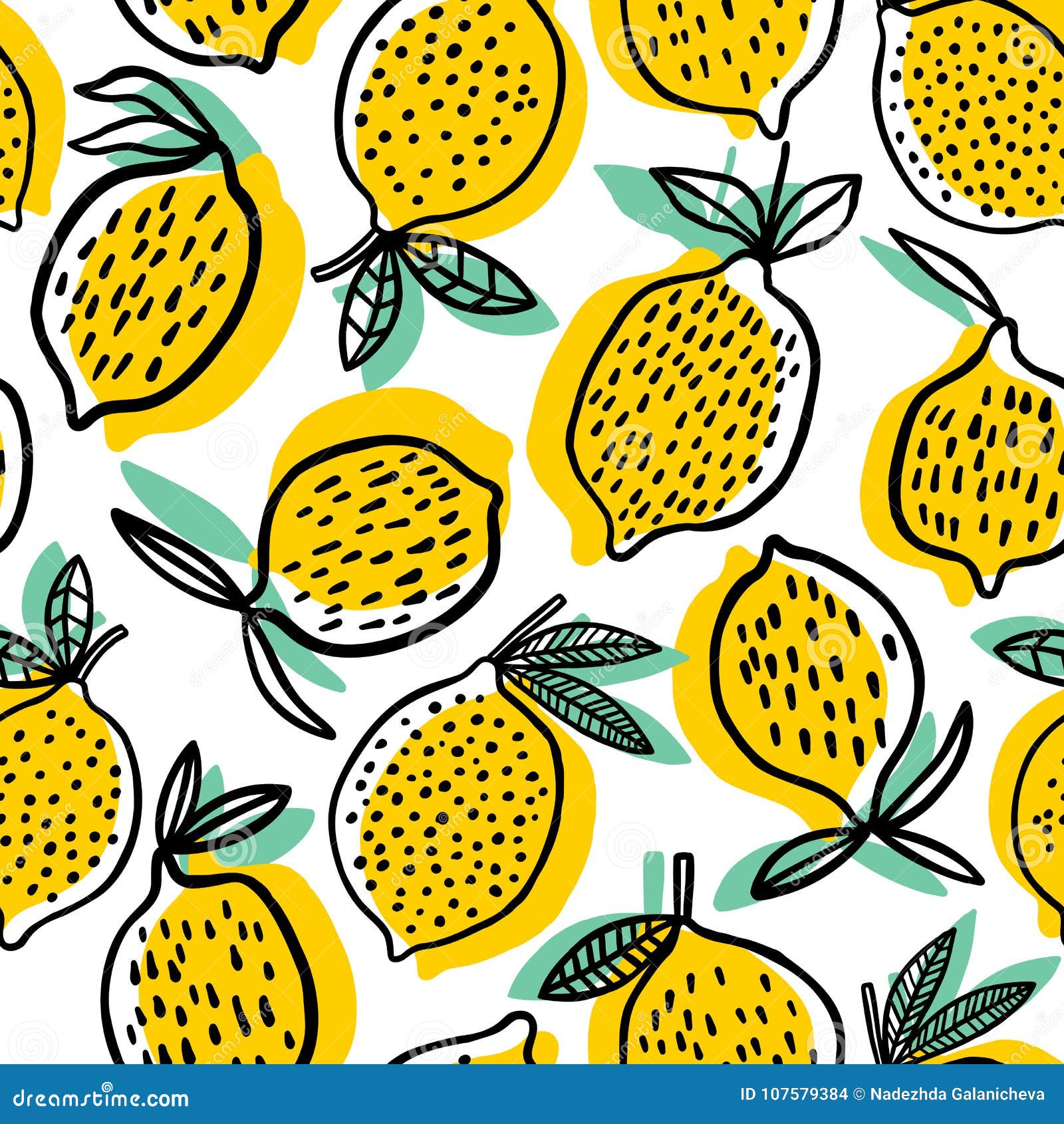 Lemon Seamless Pattern Vector Illustration. Summer Design Stock Vector ...