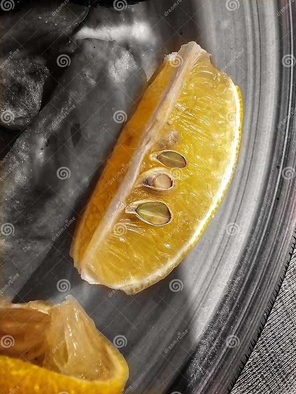Lemon and Lemon Seeds Cut by a Very Sharp Knife Stock Photo - Image of ...