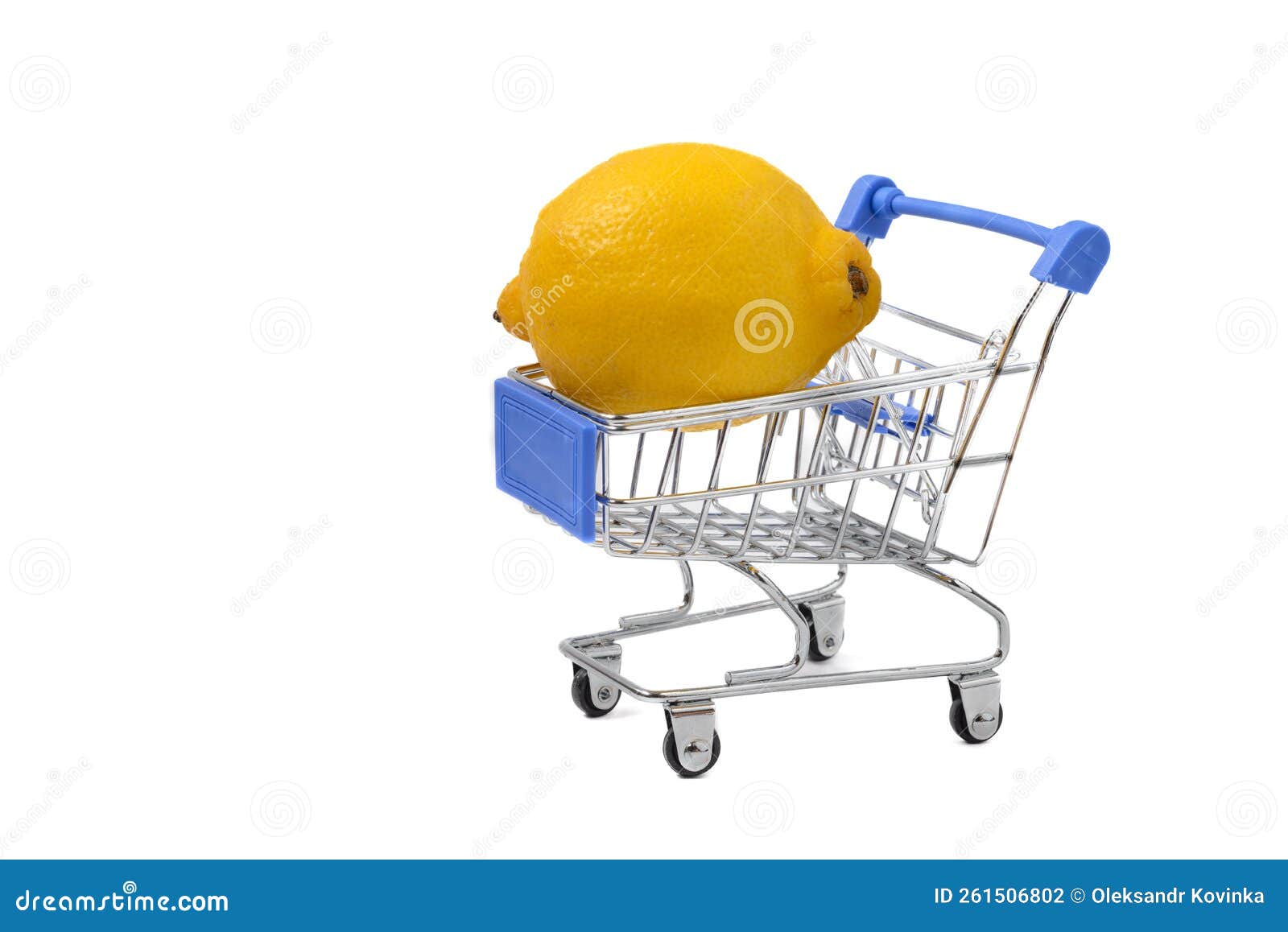 Lemon in shopping cart stock photo. Image of purchase - 261506802