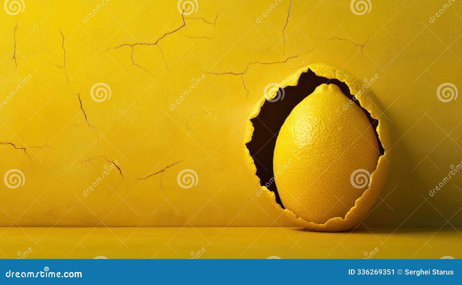 A Lemon is Shown through a Hole in the Wall, AI Stock Image - Image of ...
