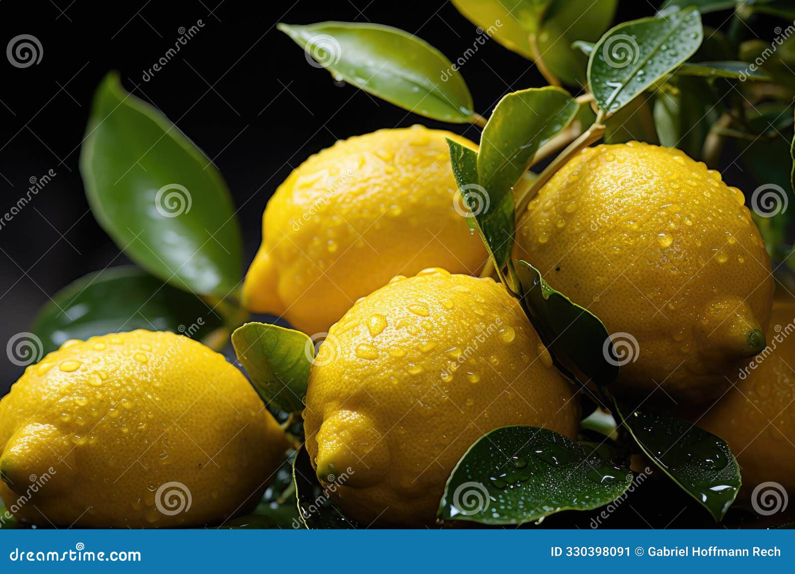 Lemon of the Side View with the Leaves in the Bottom Textued Background ...