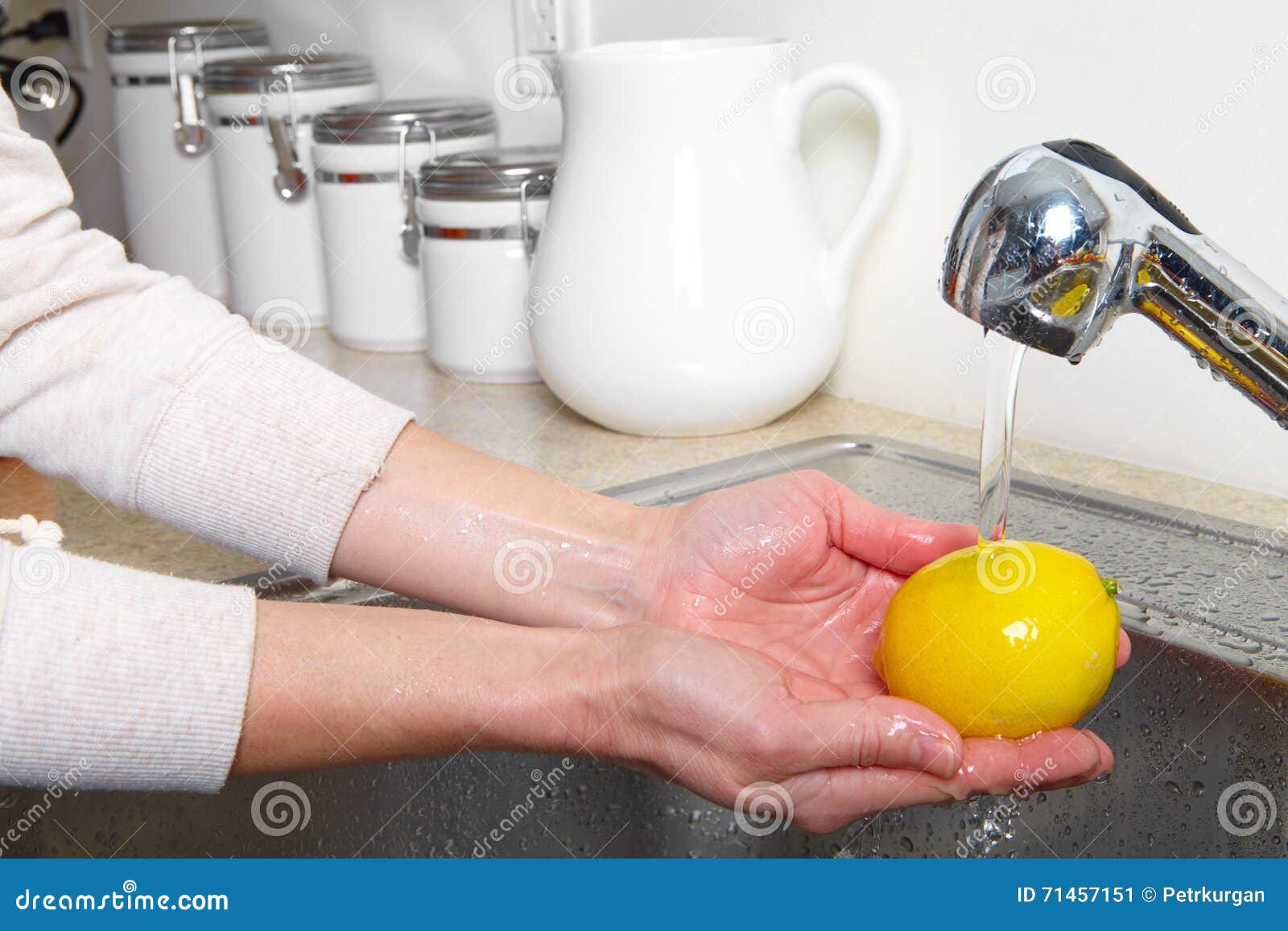 Lemon in the sink stock image. Image of fruit, lifestyles - 71457151