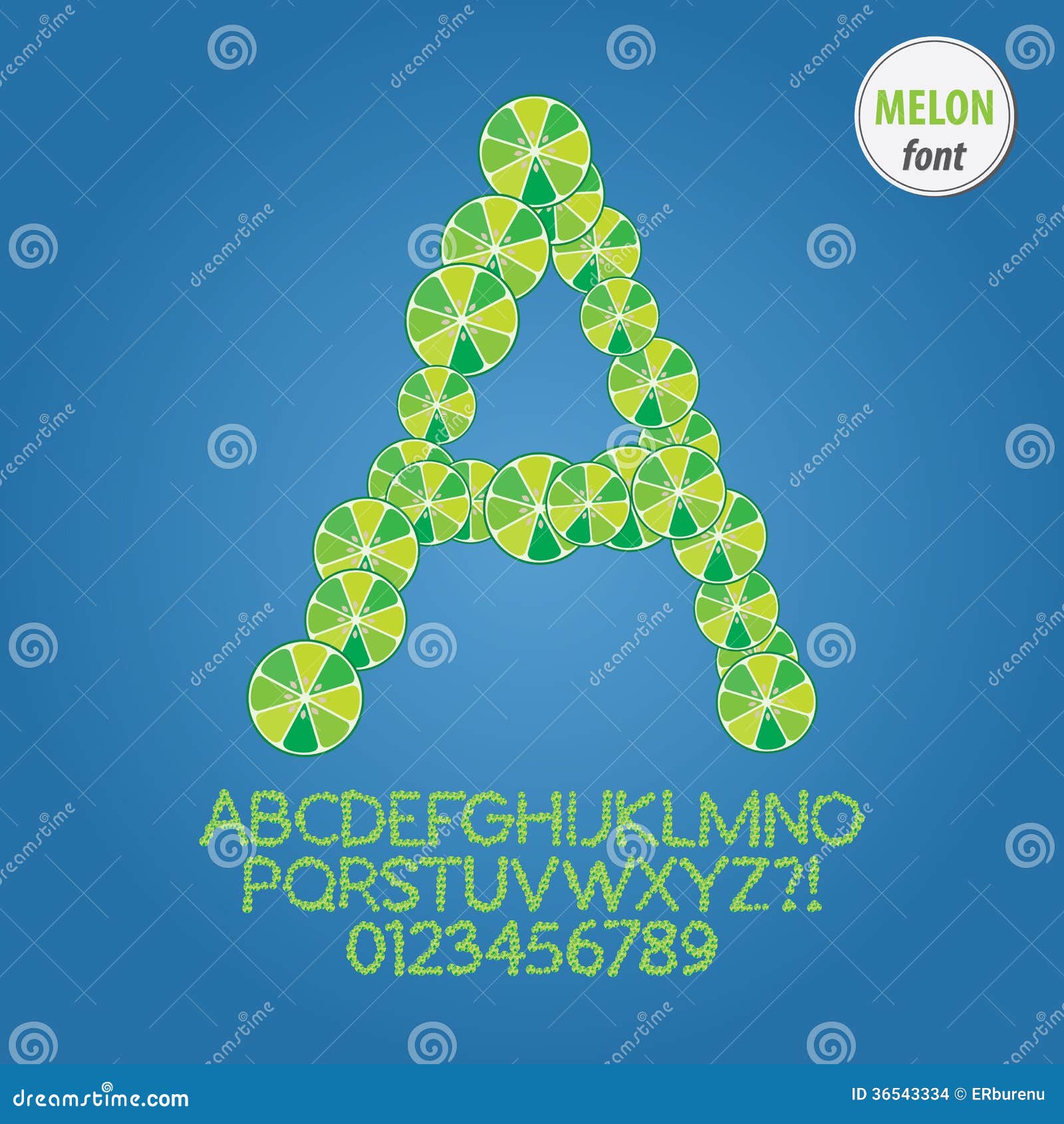 Lemon Slice Alphabet and Digit Vector Stock Vector - Illustration of ...