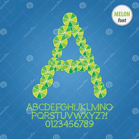 Lemon Slice Alphabet and Digit Vector Stock Vector - Illustration of ...