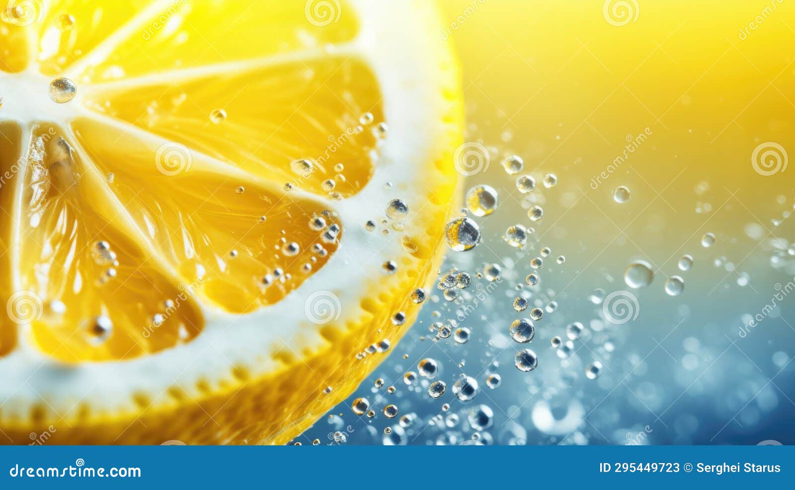 A Lemon Slice is Being Sprayed with Water, AI Stock Image - Image of ...