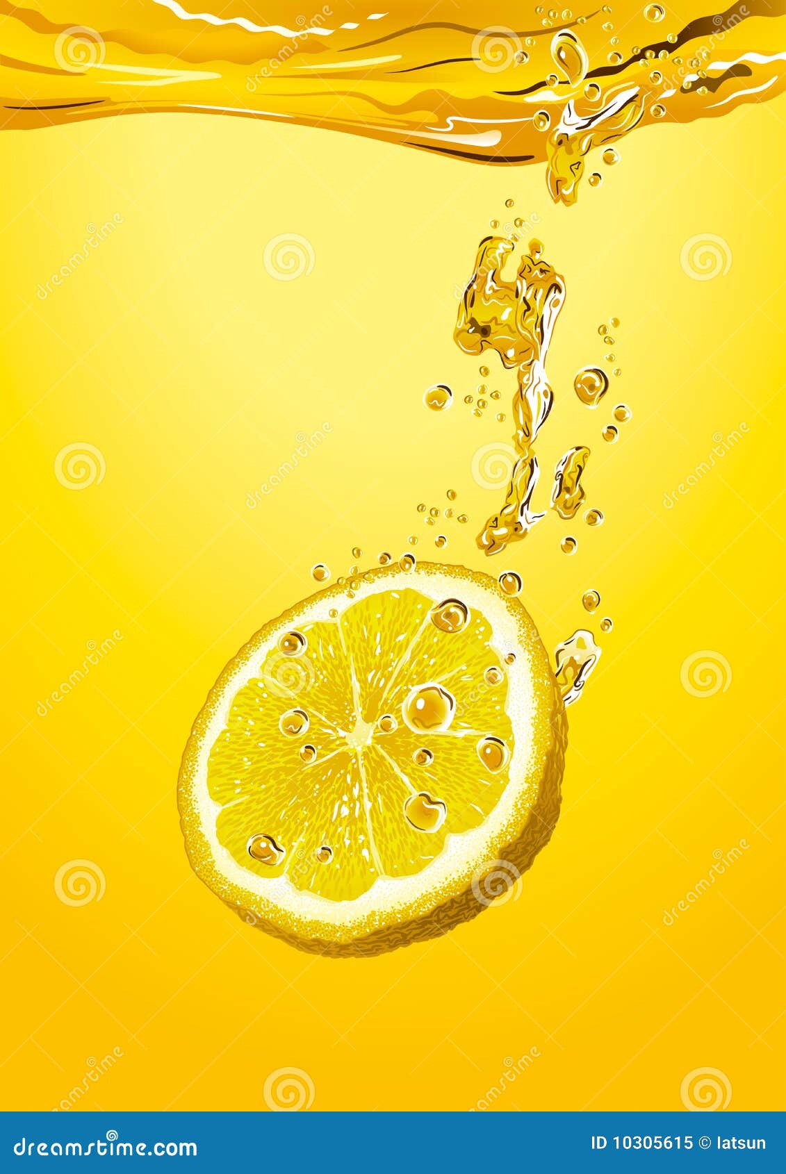 Lemon slice with bubbles stock vector. Illustration of food - 10305615