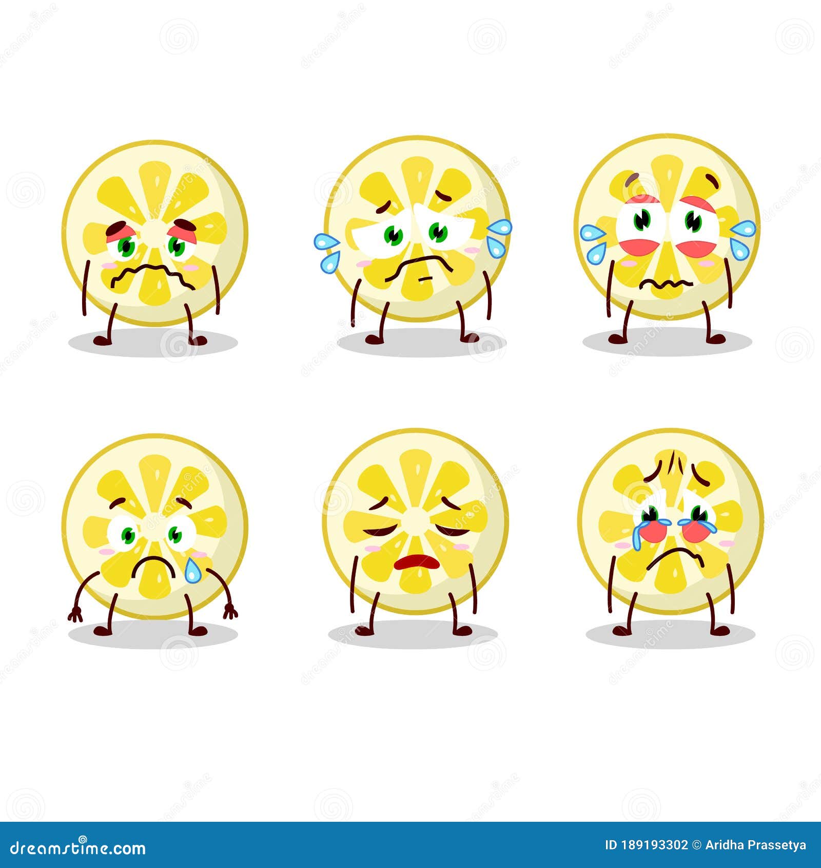 Lemon Slice Cartoon Character with Sad Expression Stock Vector ...