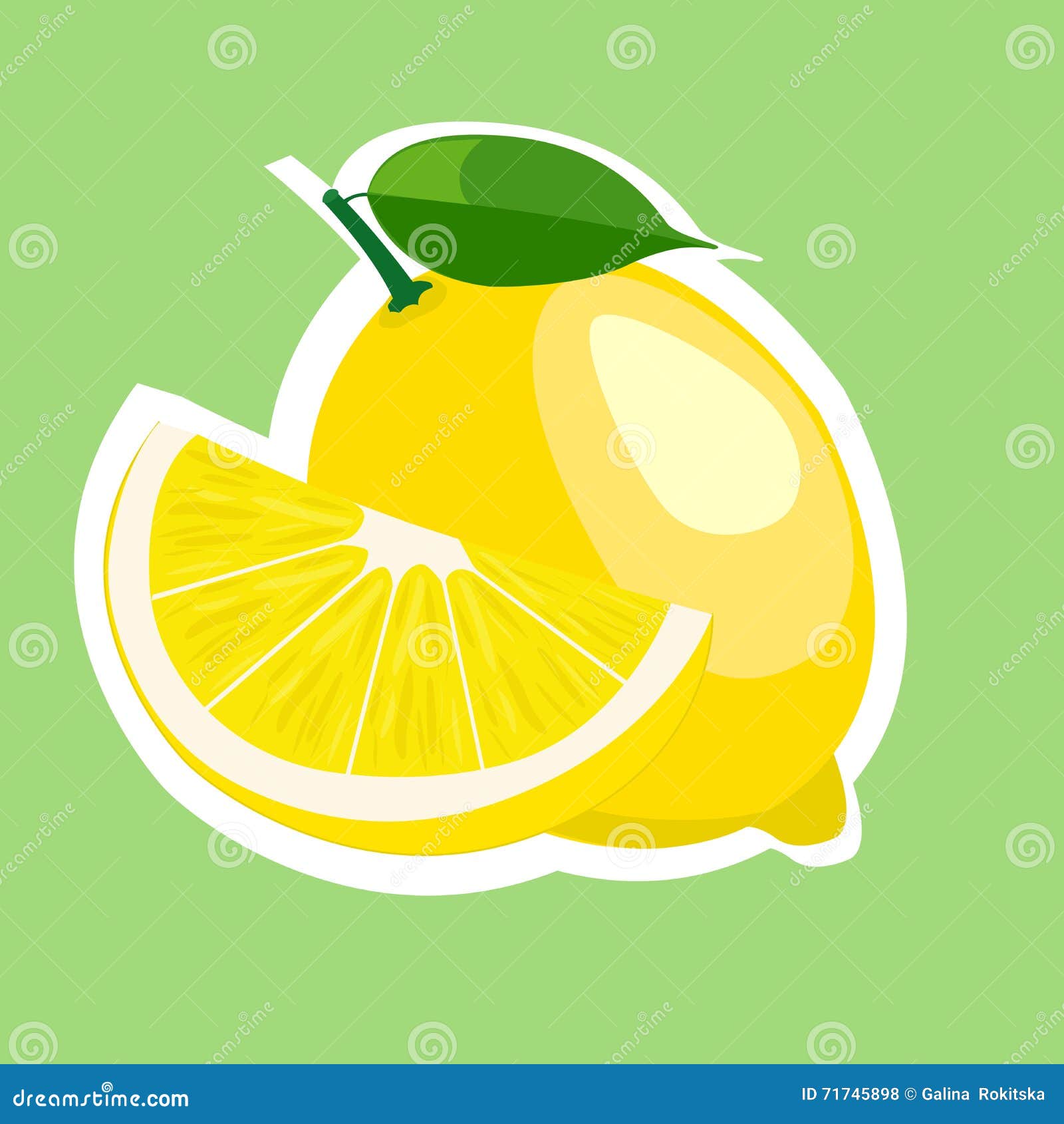 Lemon Slice Flat Vector Illustration. Stock Vector - Illustration of ...