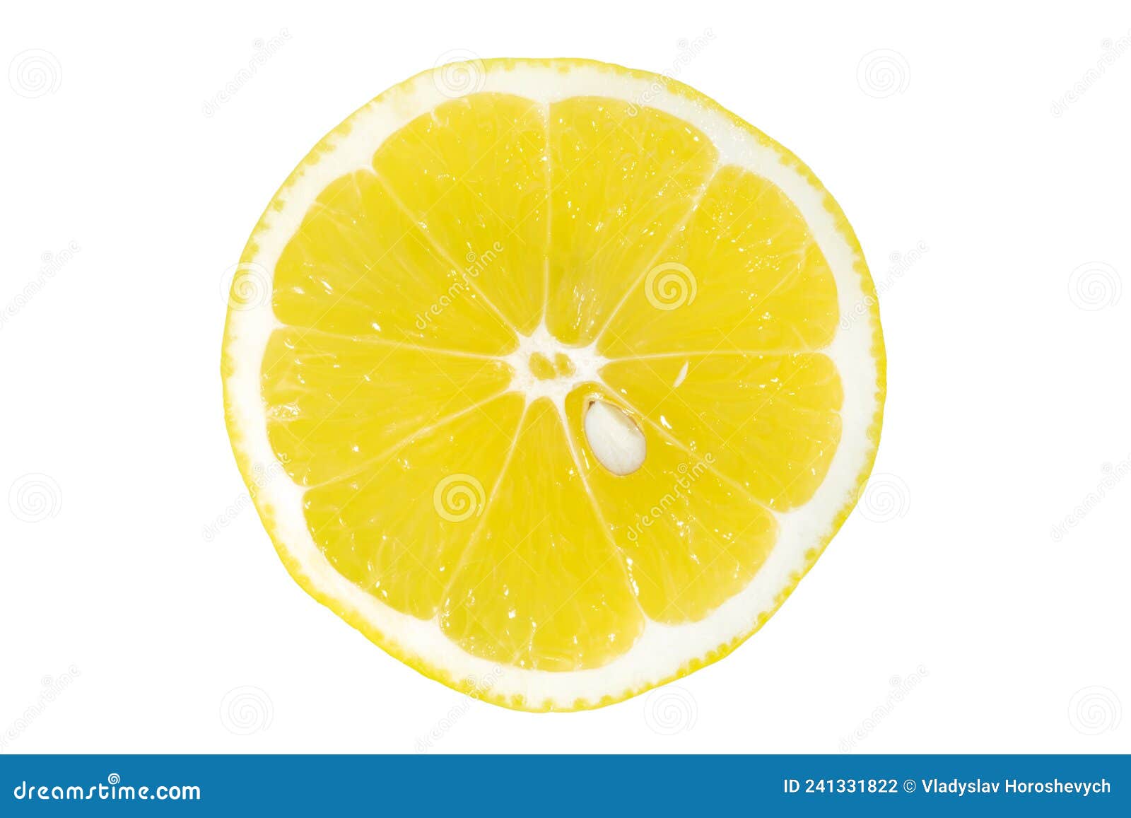 Lemon Slice with Grain on White Isolated Background. Sour Fruit Stock ...