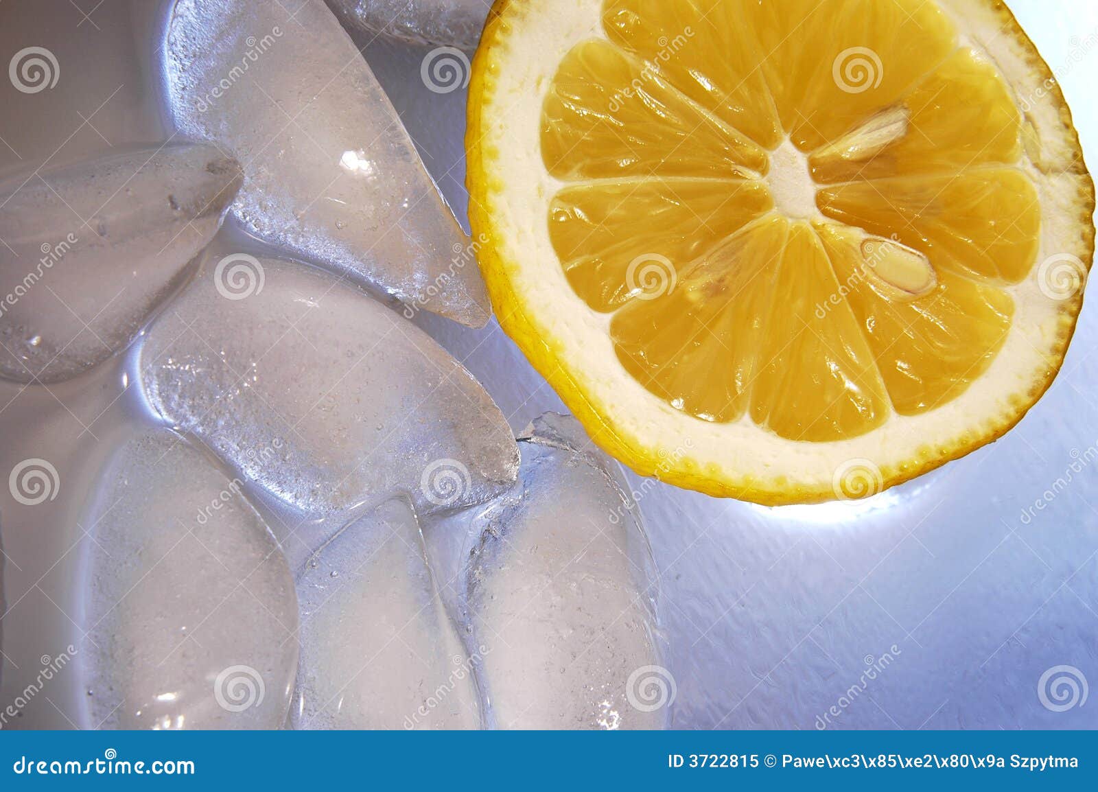 Lemon slice on ice stock image. Image of culinary, details - 3722815