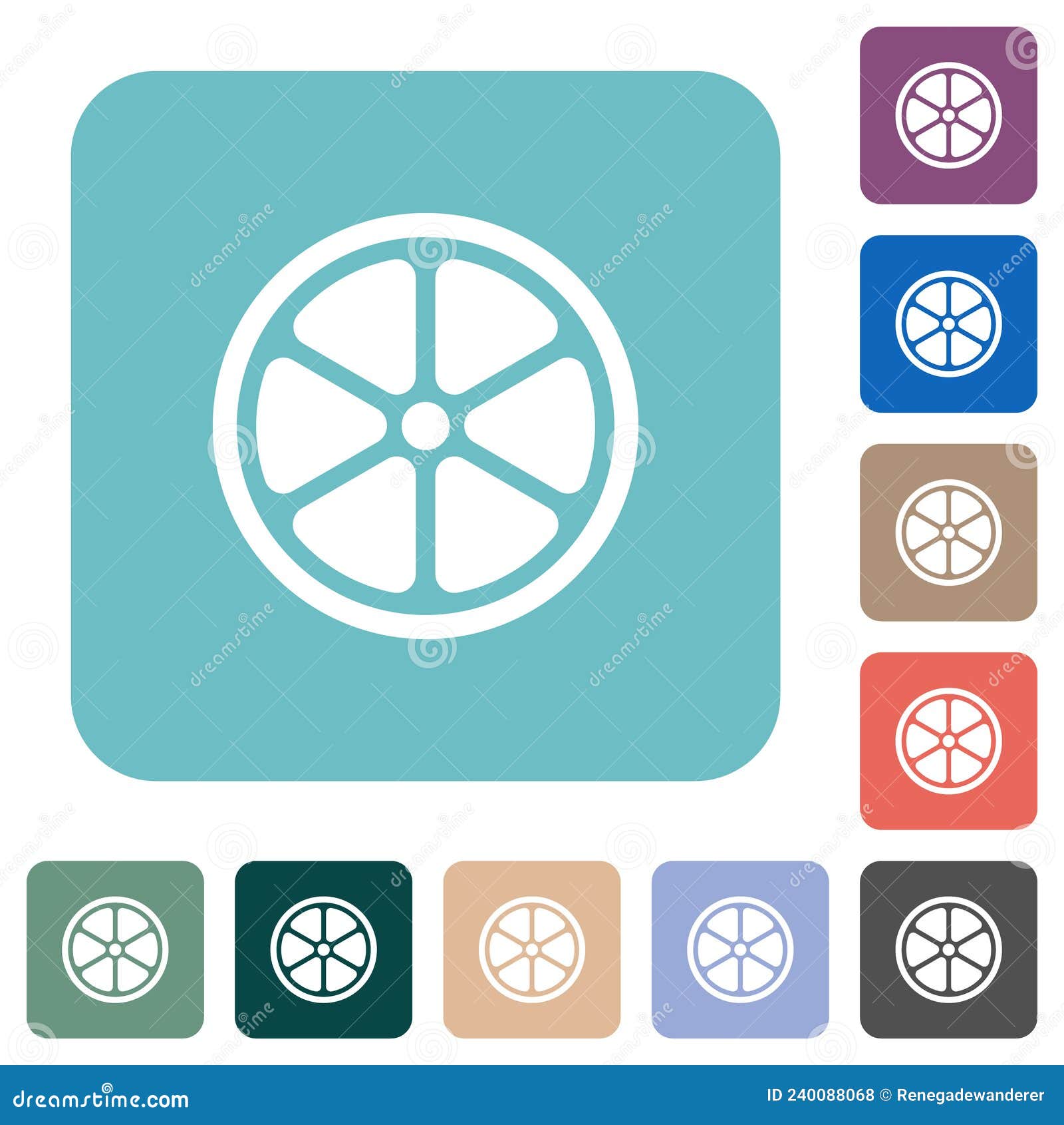 Lemon Slice Solid Rounded Square Flat Icons Stock Vector - Illustration of plain, slice: 240088068