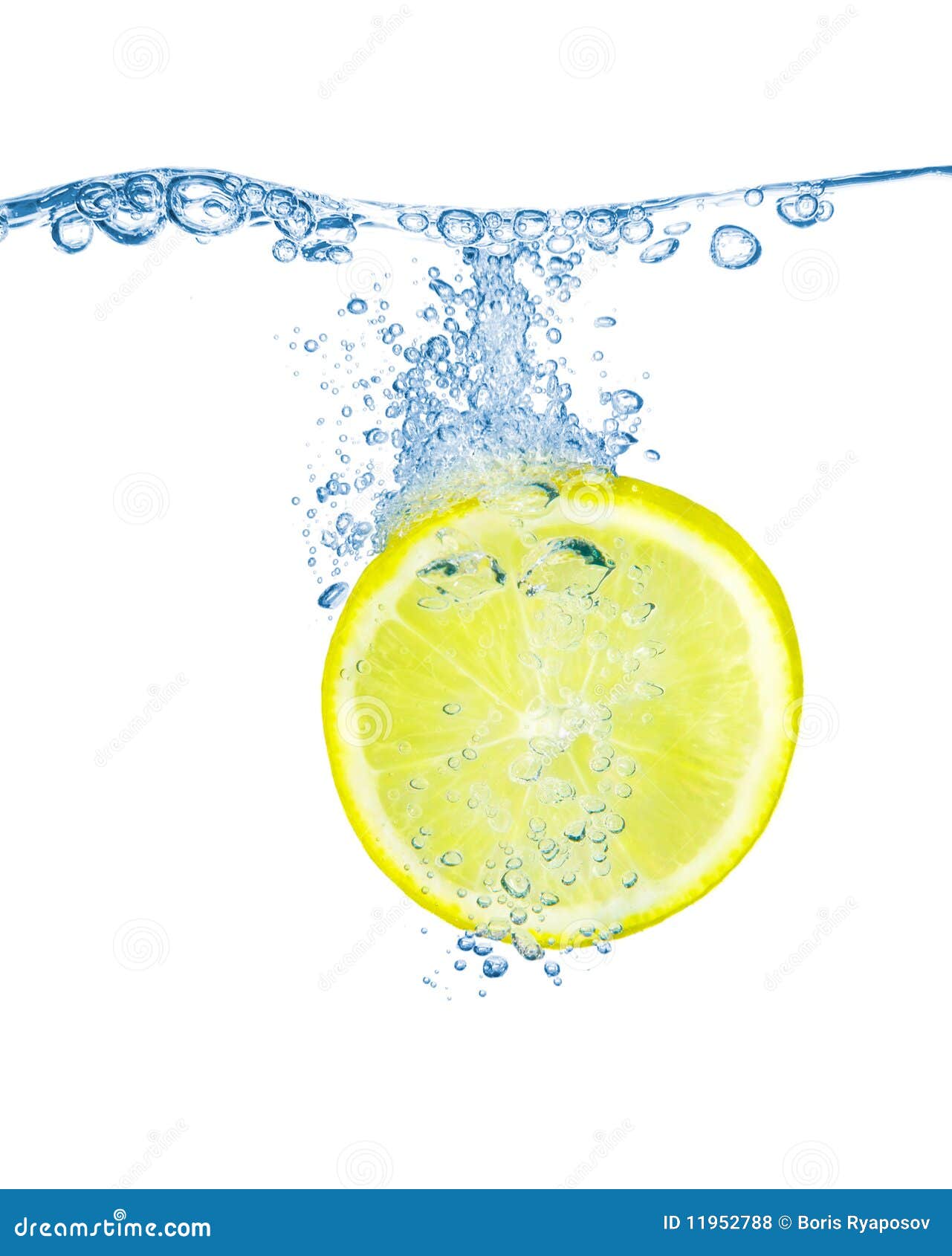 Lemon Slice in Water with Bubbles Stock Photo - Image of closeup, cold ...