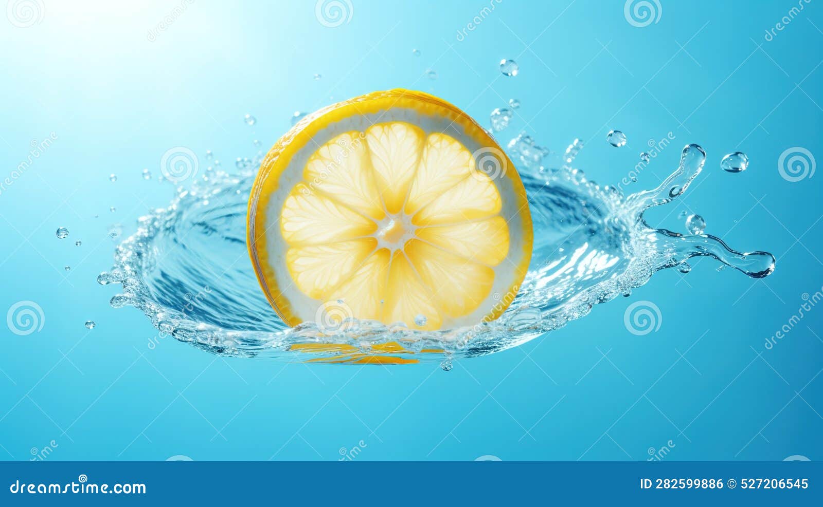 Lemon Slice Water Splash Isolated. AI Generated Stock Illustration ...