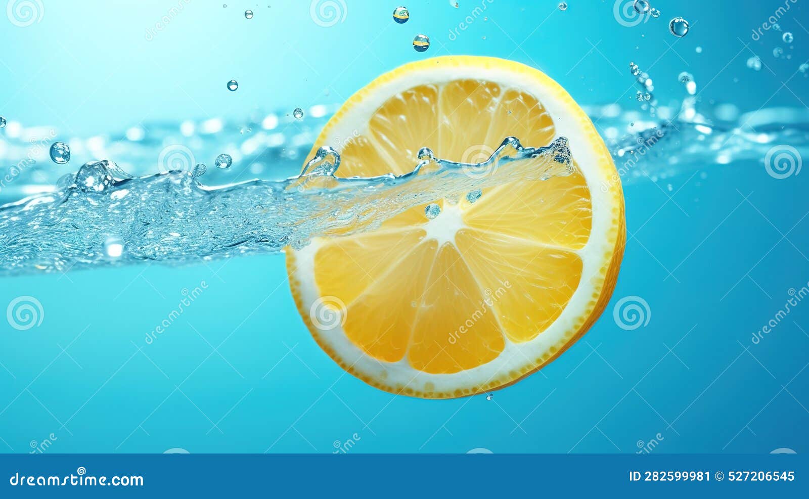 Lemon Slice Water Splash Isolated. AI Generated Stock Illustration ...