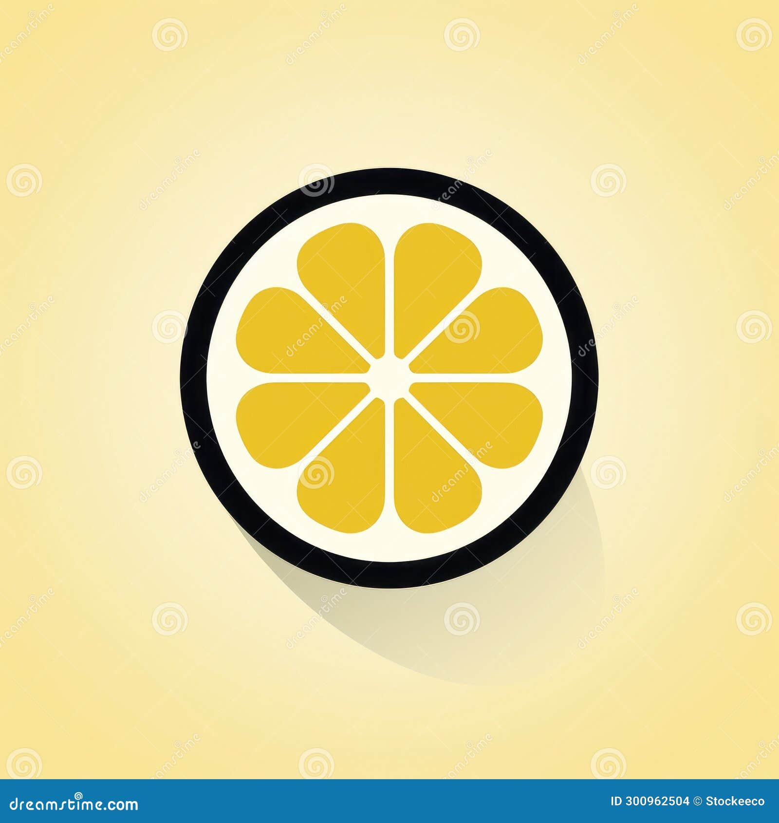 Flat Lemon Slice Icon on Yellow Background with Layered Imagery Stock ...