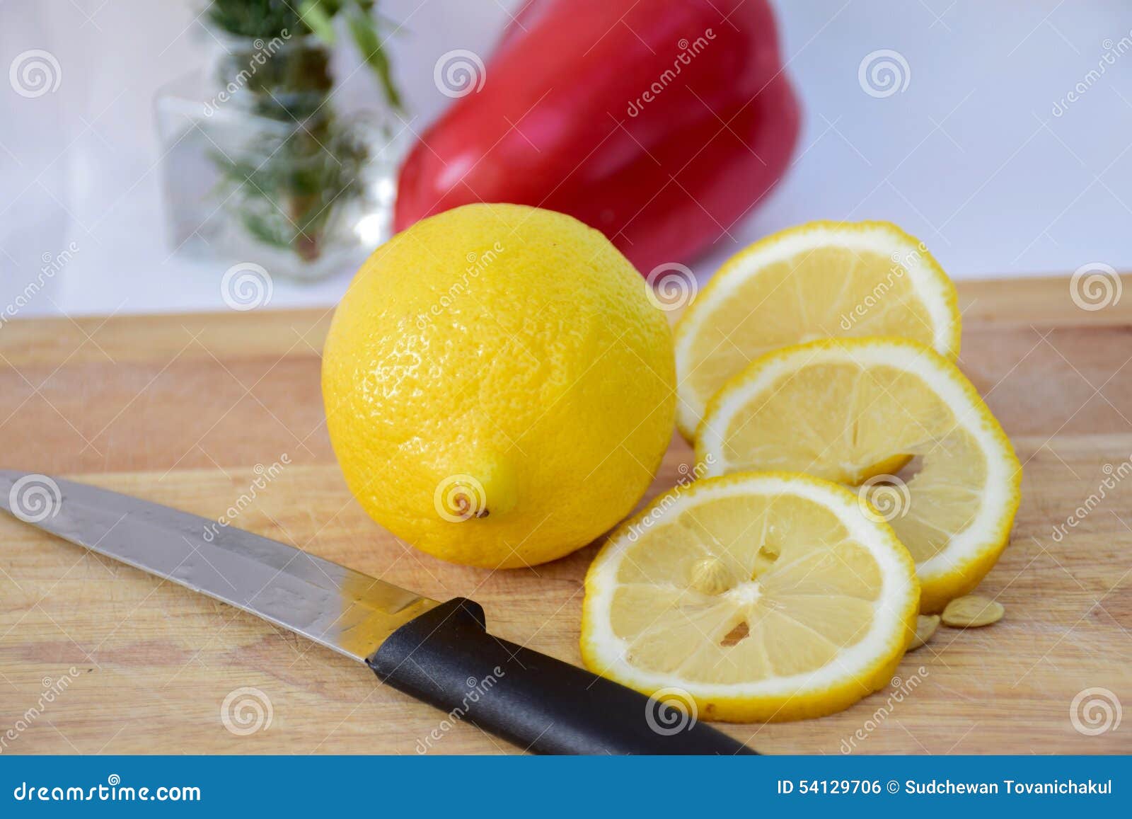 Lemon sliced stock photo. Image of ingredients, knife - 54129706