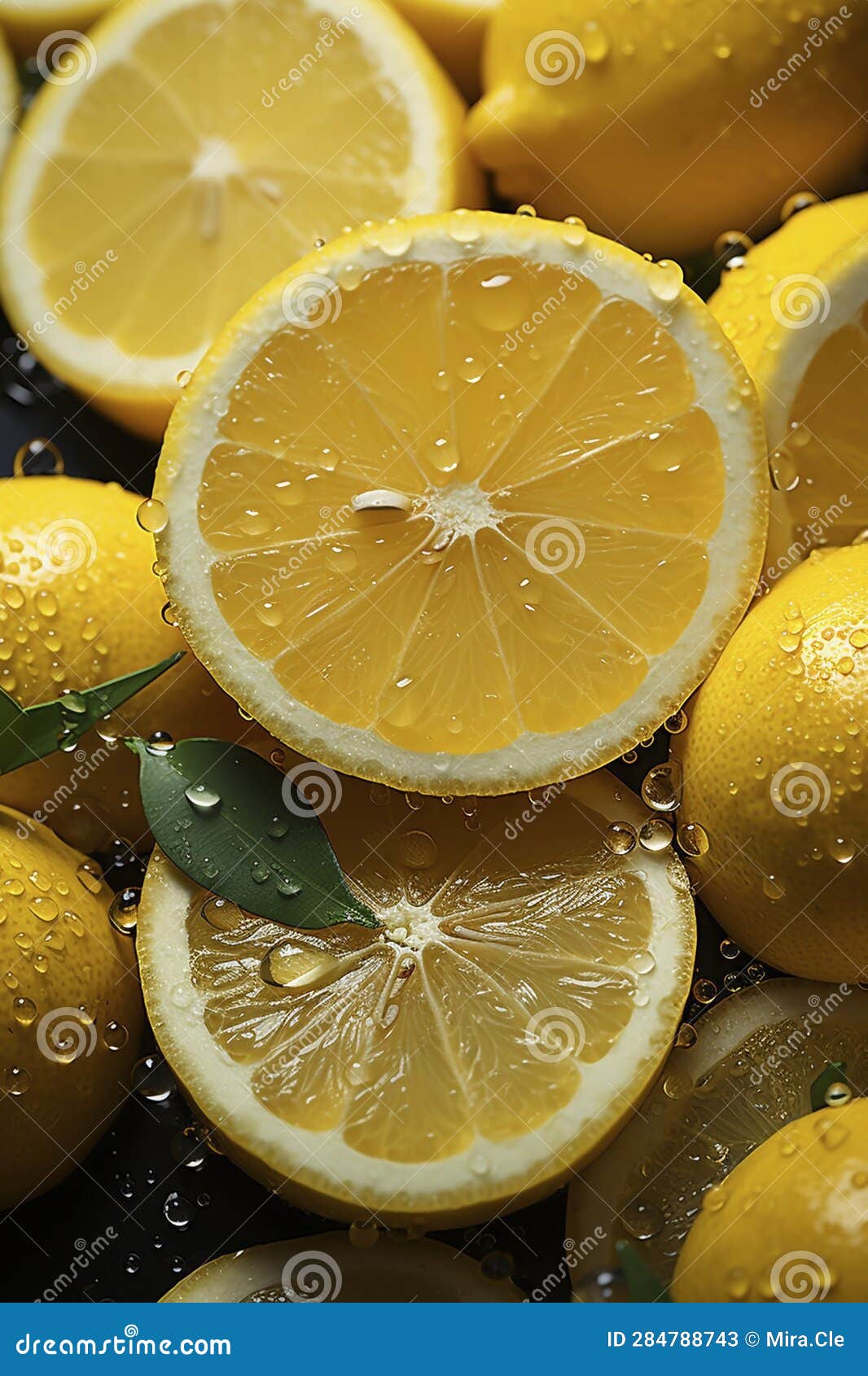 Lemon Slices Backdrop, Created with Generative AI Stock Illustration ...