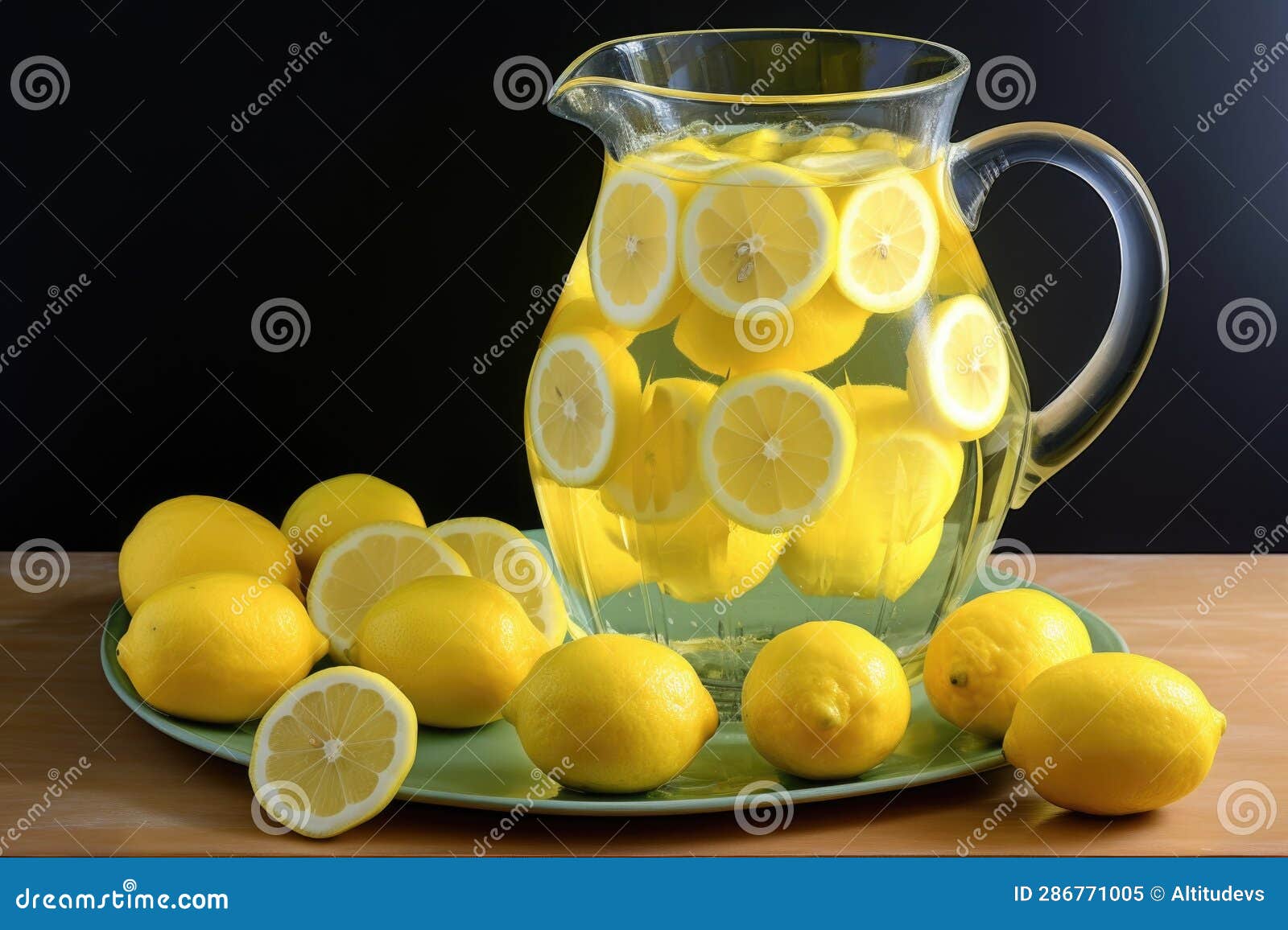 Lemon Slices Floating in a Glass Pitcher of Lemonade Stock Image ...