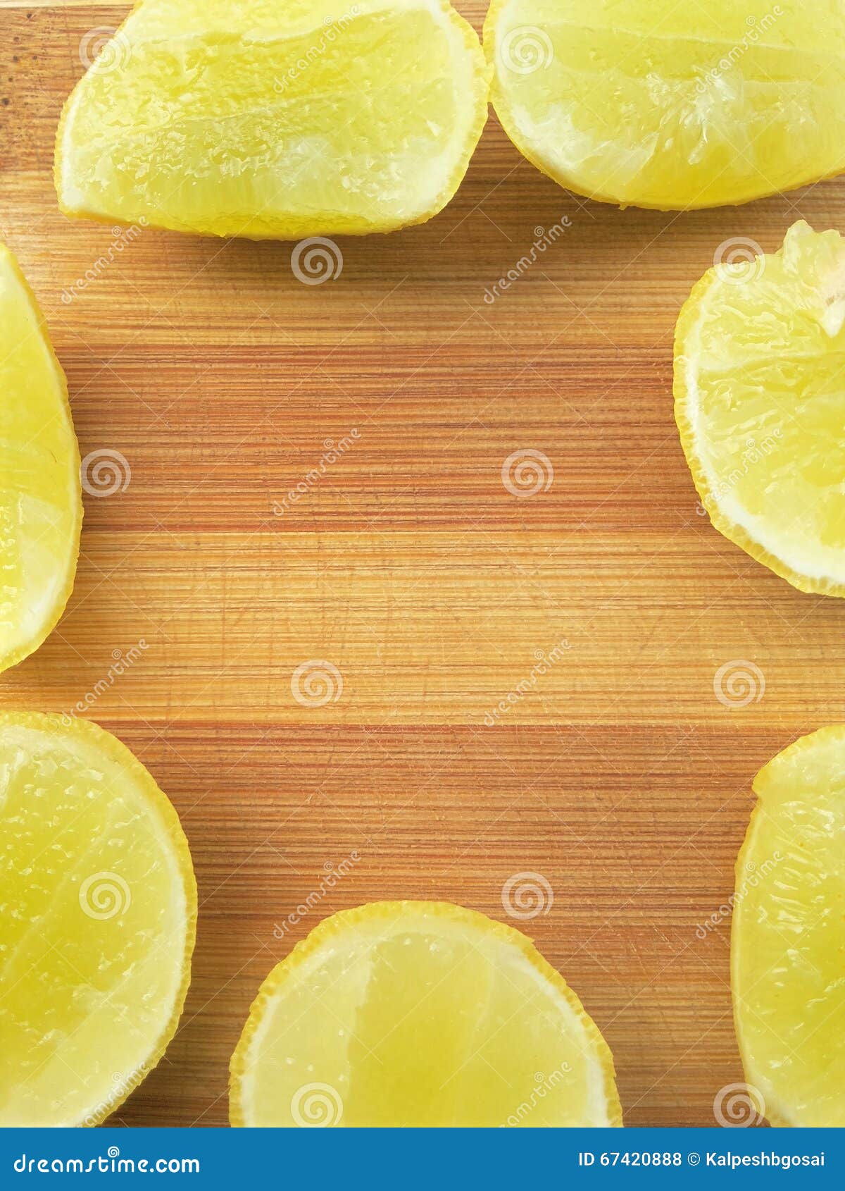 Lemon Slices Frame on Wooden Background Stock Photo - Image of health ...