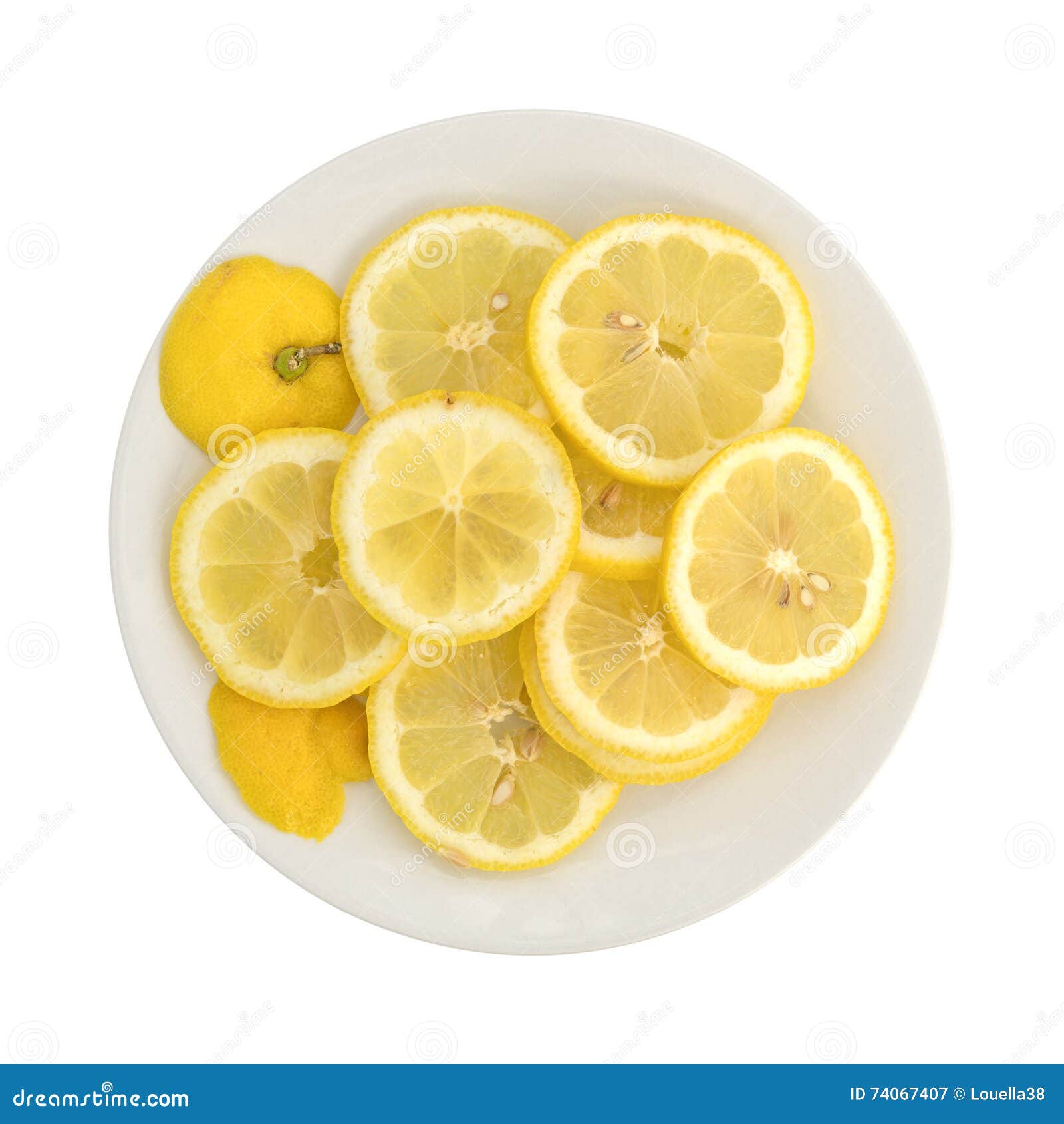 Lemon Slices on a Plate Isolated on a White Background Stock Image ...