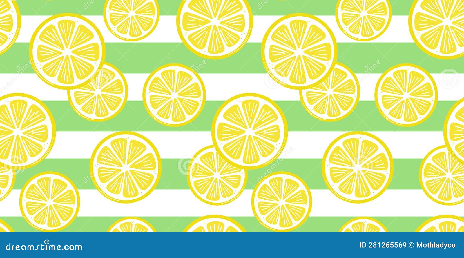 Lemon Slices Vector Background with Green Stripes Stock Illustration ...