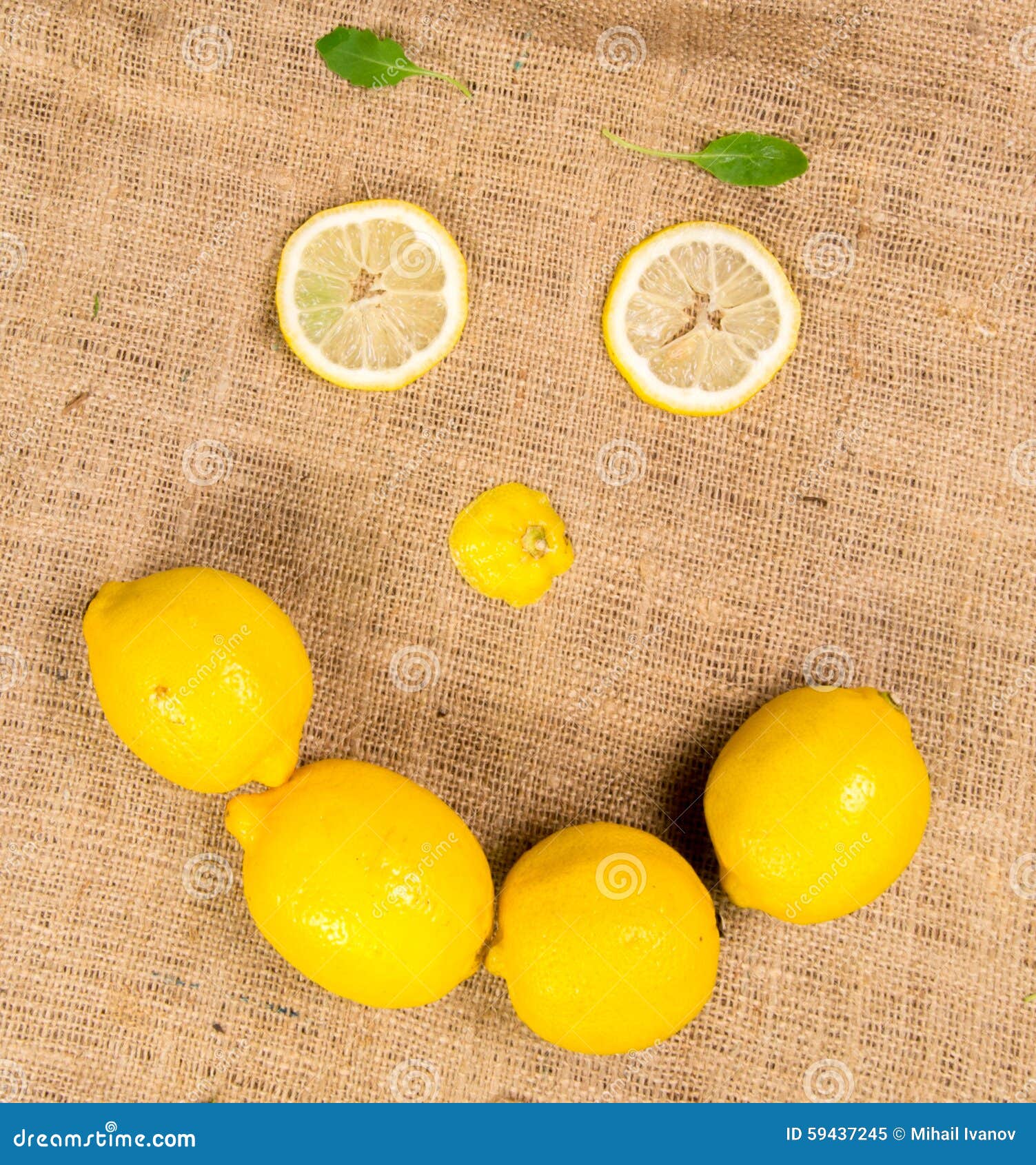 Lemon Smiley Face on a Canvas Stock Image - Image of lemons, sliced ...
