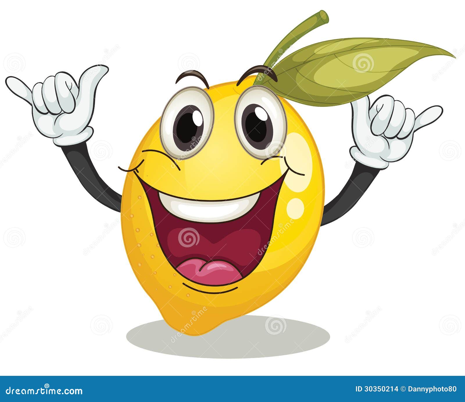 Lemon smiley stock vector. Illustration of cartoon, leaf - 30350214