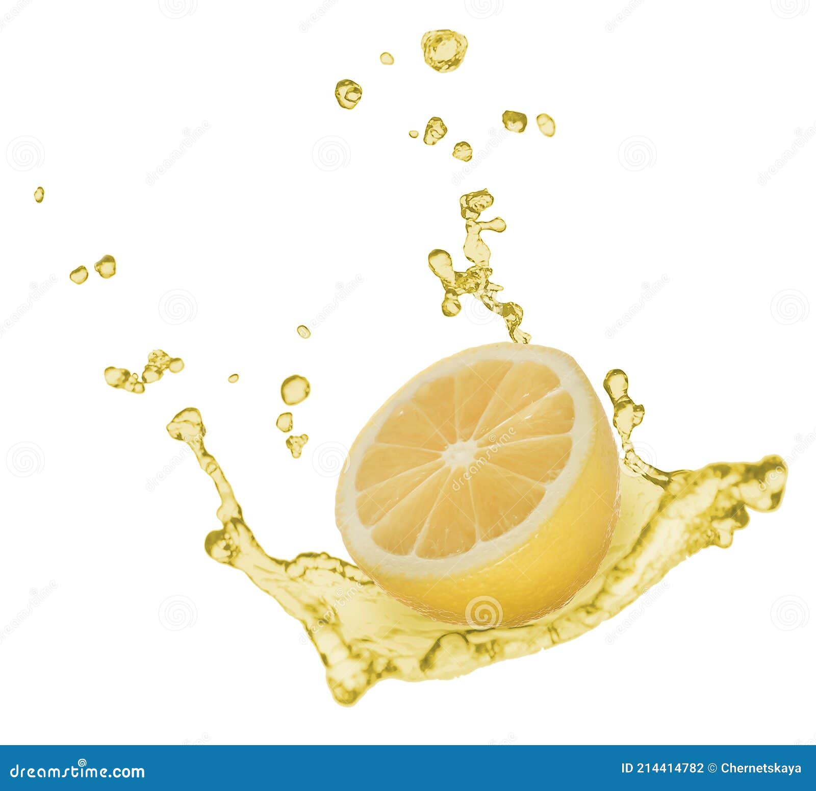 Lemon and Splash of Juice on White Background Stock Photo - Image of ...