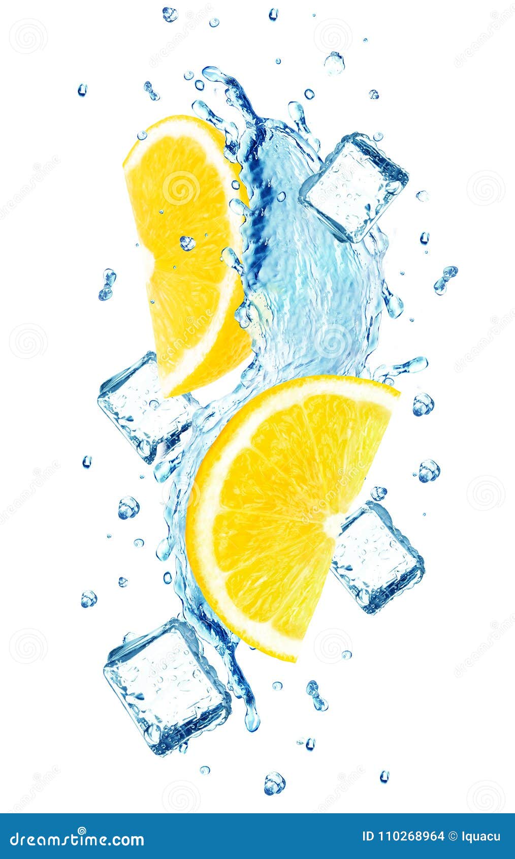 Lemon splash water and ice stock photo. Image of fresh - 110268964