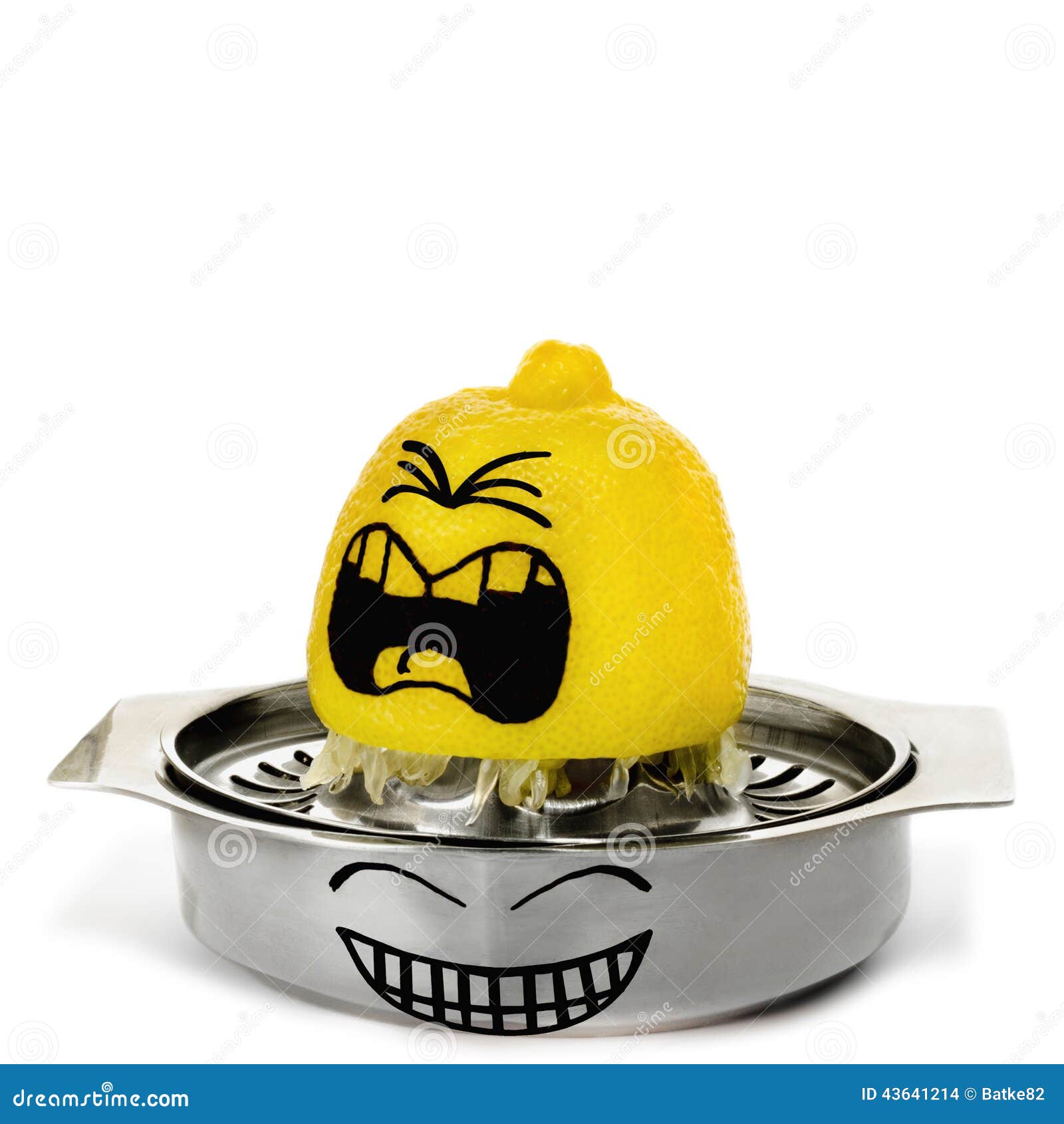 Lemon Squeezing with Painted Screaming Emotion Stock Photo - Image of ...