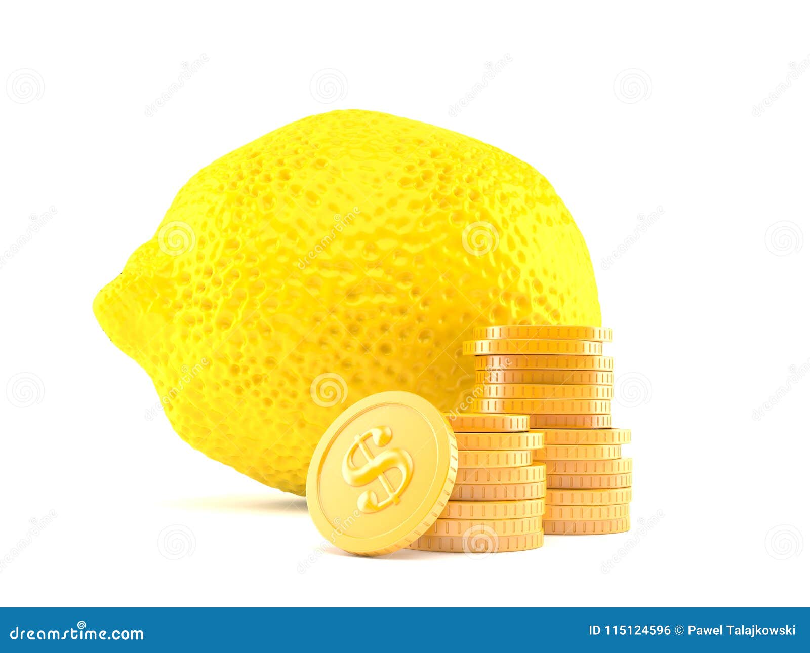 Lemon with stack of coins stock illustration. Illustration of finance ...