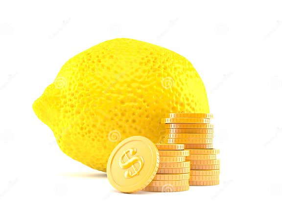 Lemon with stack of coins stock illustration. Illustration of finance ...