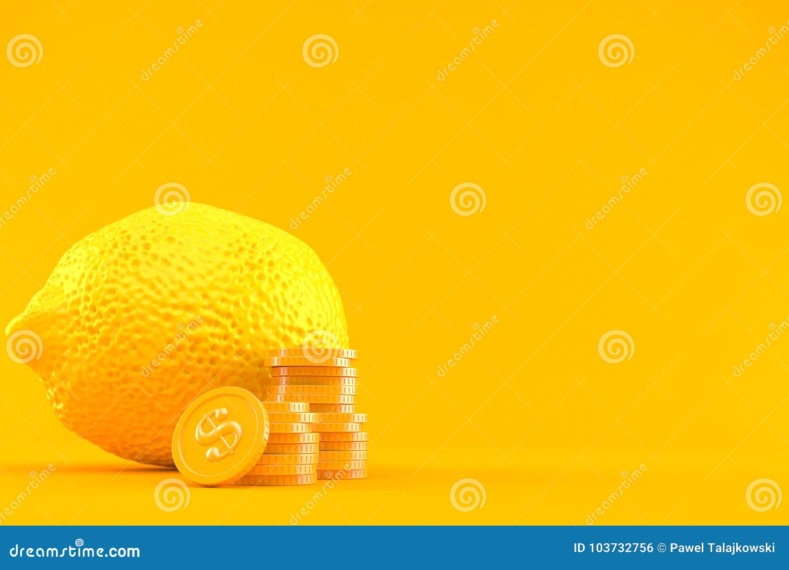 Lemon with stack of coins stock illustration. Illustration of ...