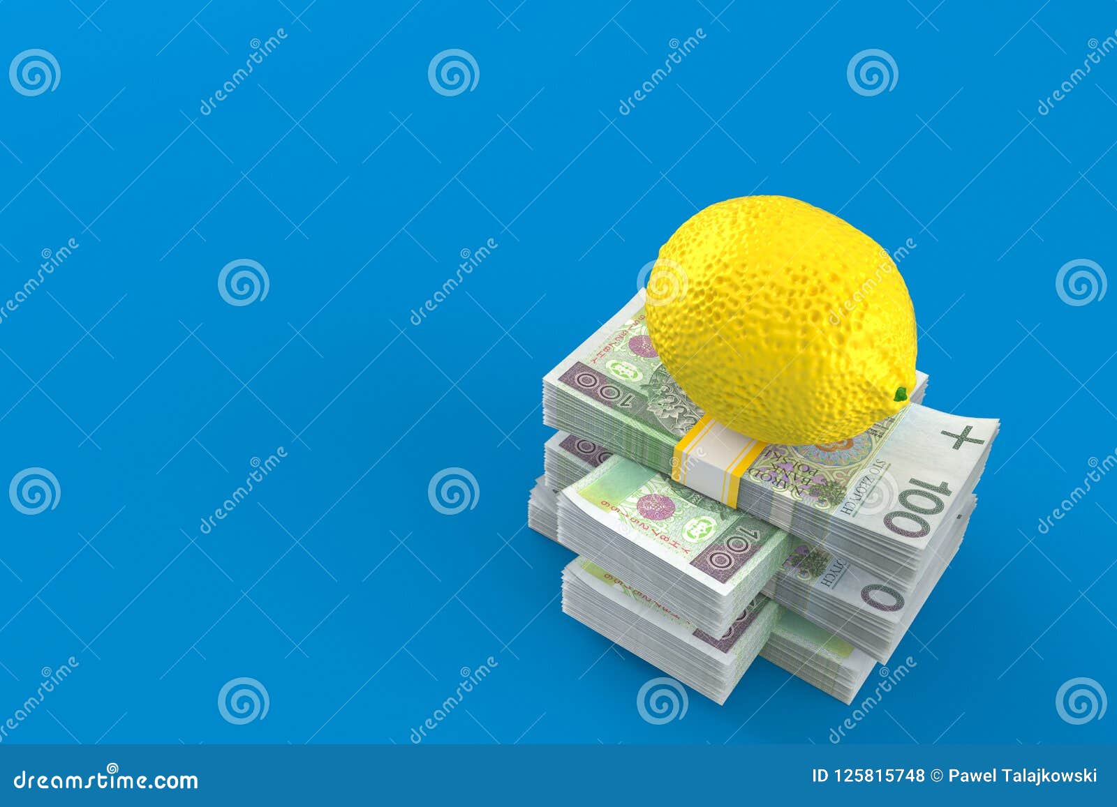 Lemon on stack of money stock illustration. Illustration of empty ...