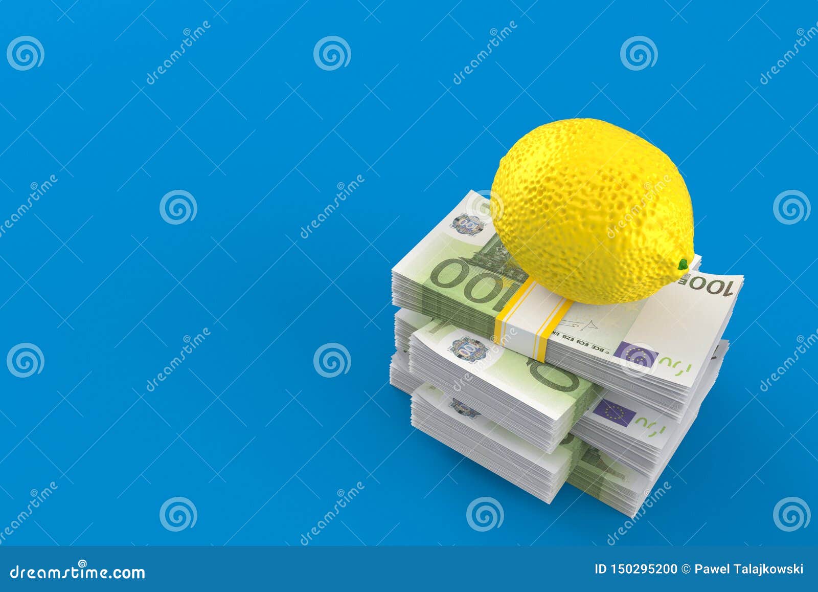 Lemon on stack of money stock illustration. Illustration of copy ...
