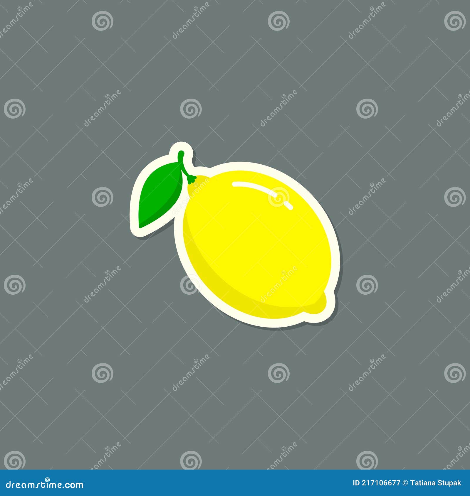 Lemon Sticker Fruit Icon Label with Shadow, Vector Isolated ...